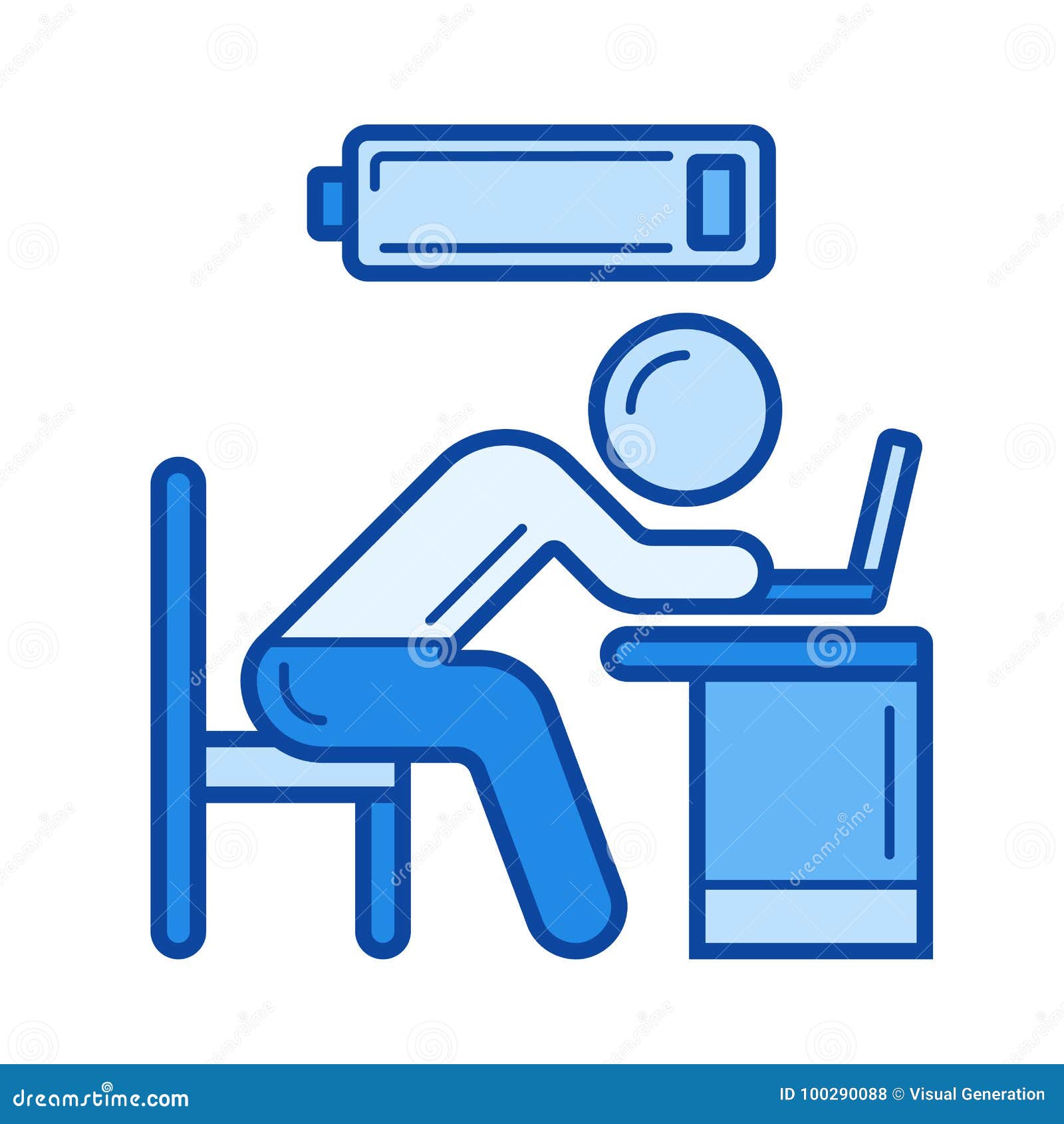 Tired worker line icon. stock vector. Illustration of exhausted - 100290088