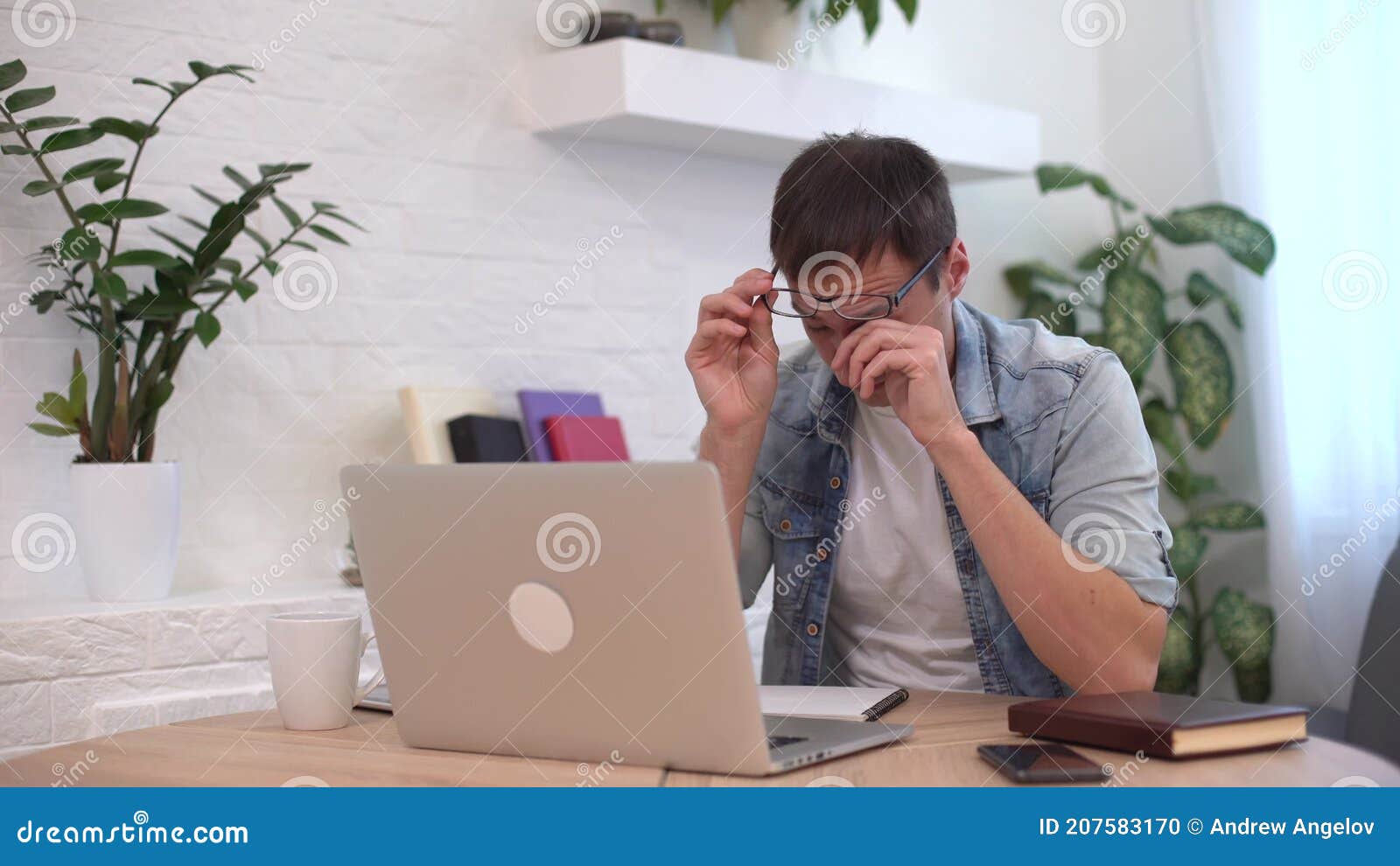 Tired Worker Overworked on Computer. Frustrated Businessman Working ...