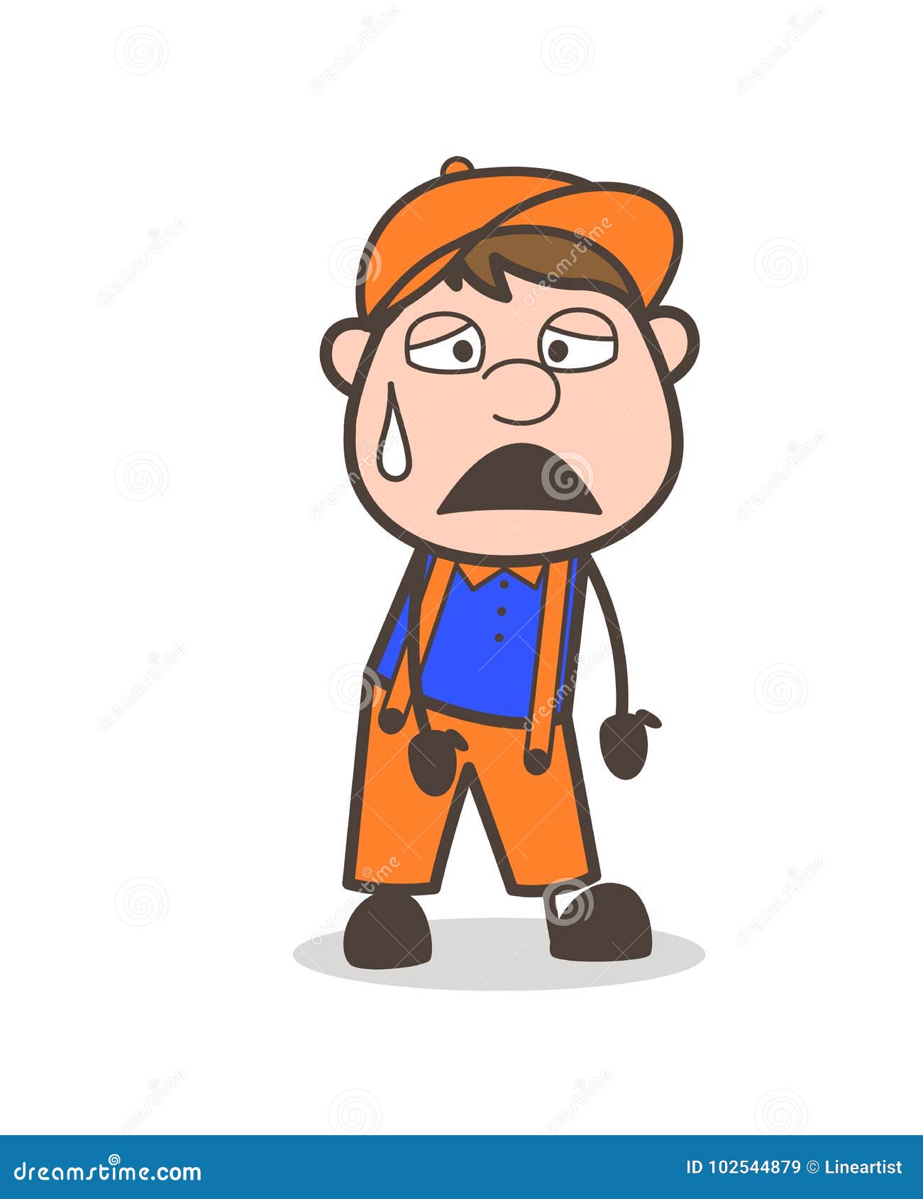 Tired Worker with Sweat on Face Vector Illustration Stock Illustration ...