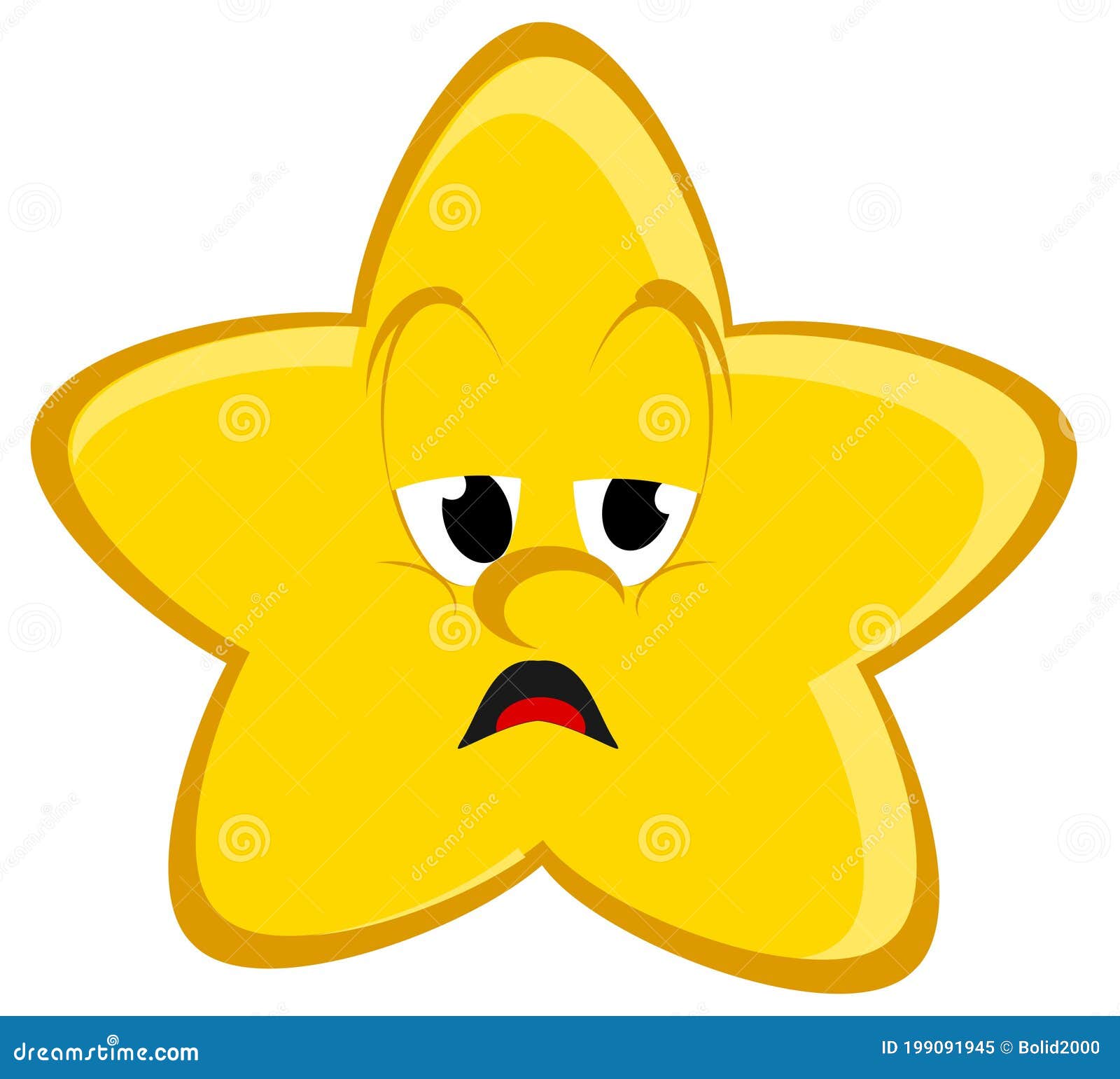 Sad yellow star stock illustration. Illustration of cute - 199091945