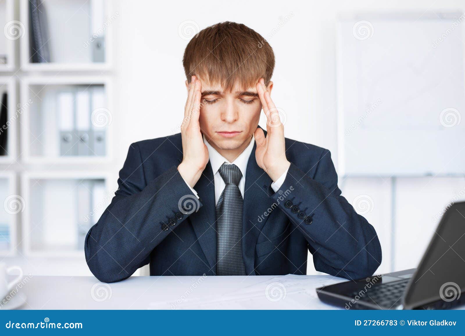 Tired Young Business Man with Problems and Stress Stock Image - Image ...