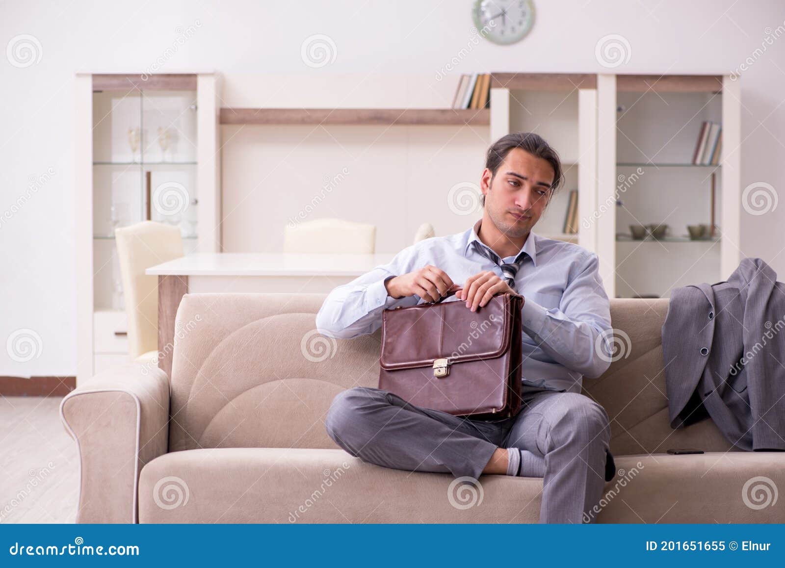 Tired Young Businessman Coming Home after Working Day Stock Image ...