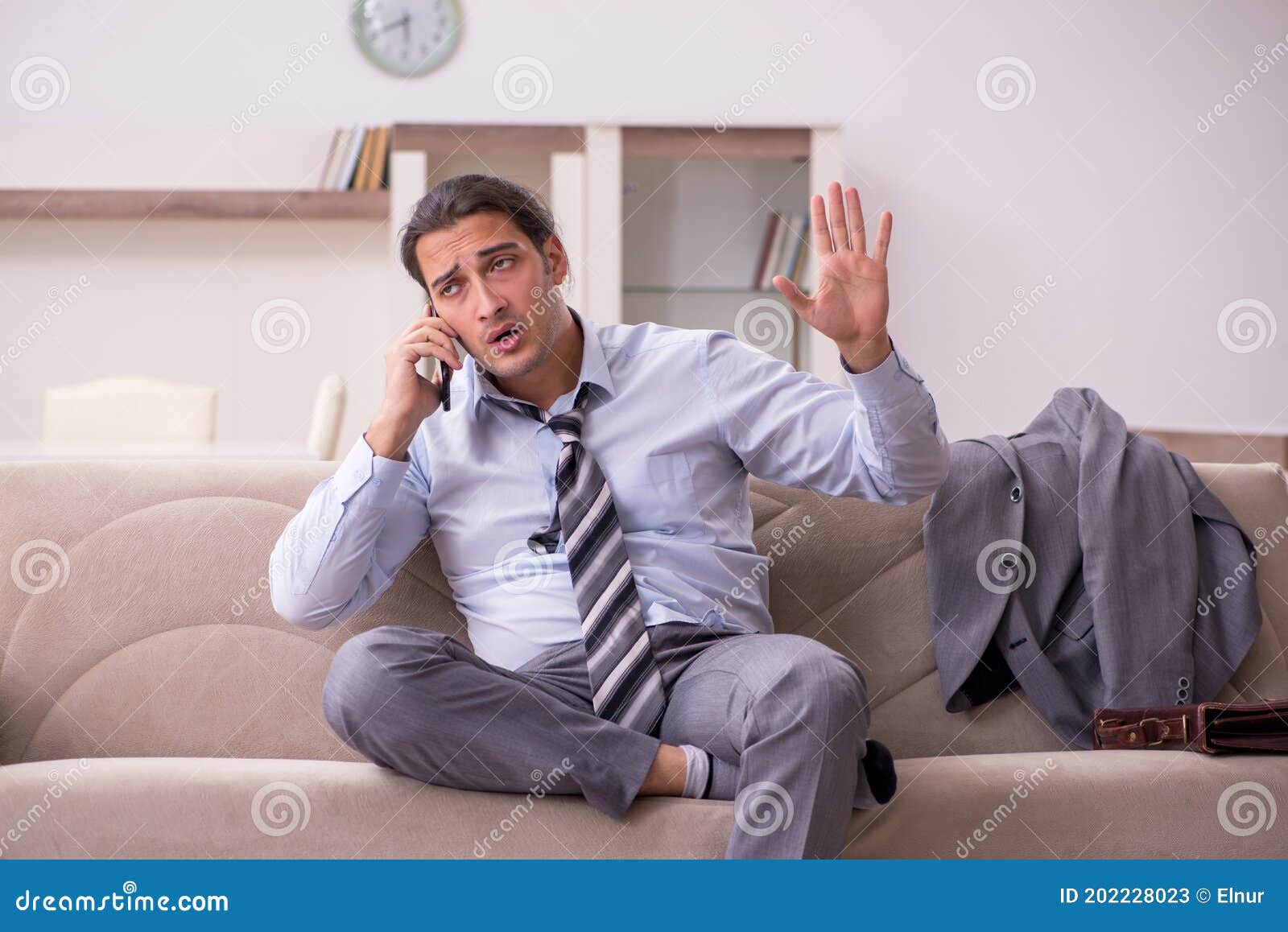 Tired Young Businessman Coming Home after Working Day Stock Image ...