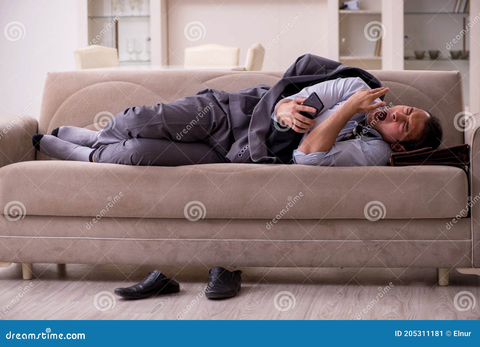 Tired Young Businessman Coming Home after Working Day Stock Image ...