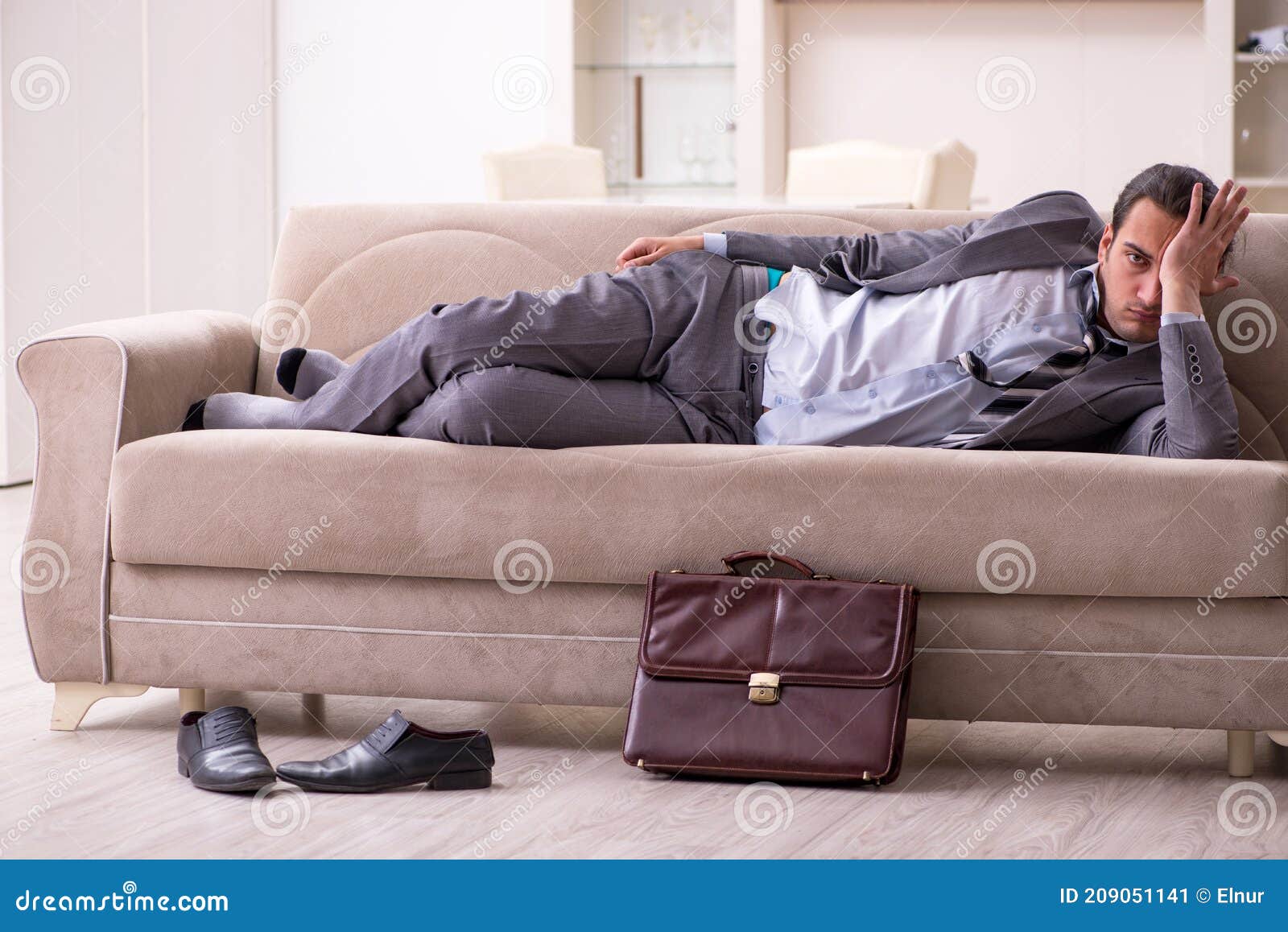 Tired Young Businessman Coming Home after Working Day Stock Image ...
