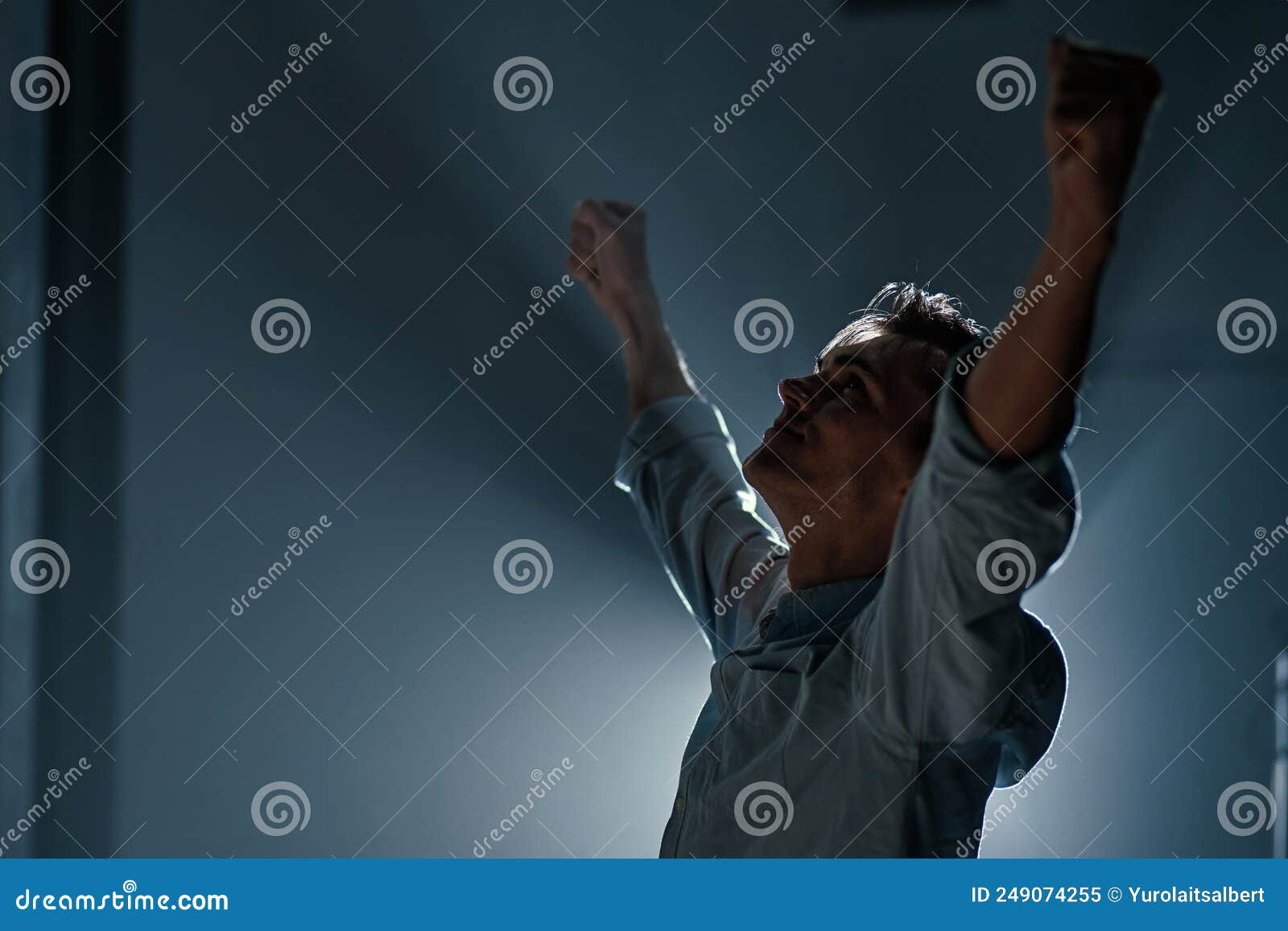 Tired Young Businessman Stretching during Night Work. Stock Image ...