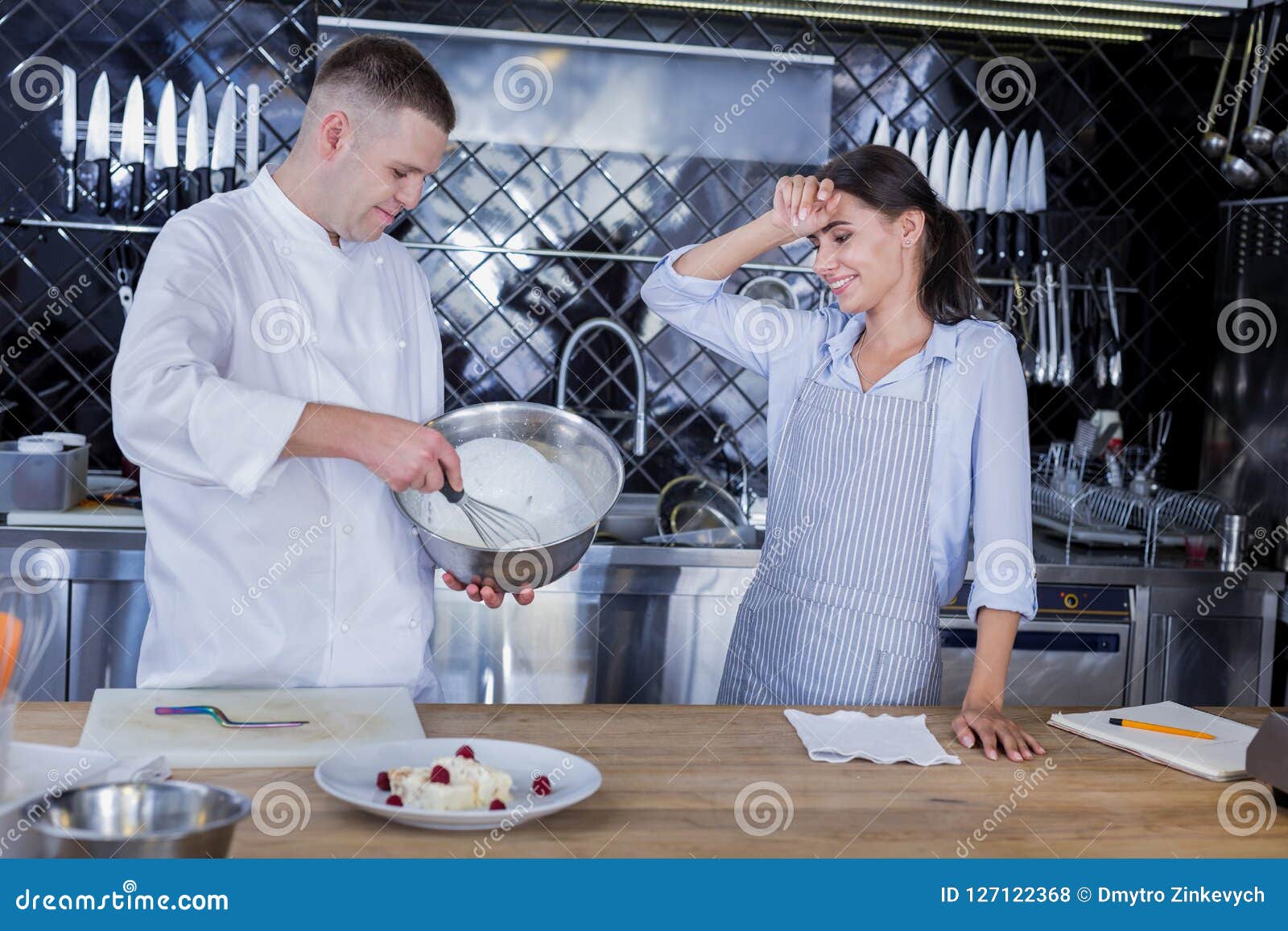 Tired Young Lady Looking at the Chefs Work Stock Photo - Image of ...