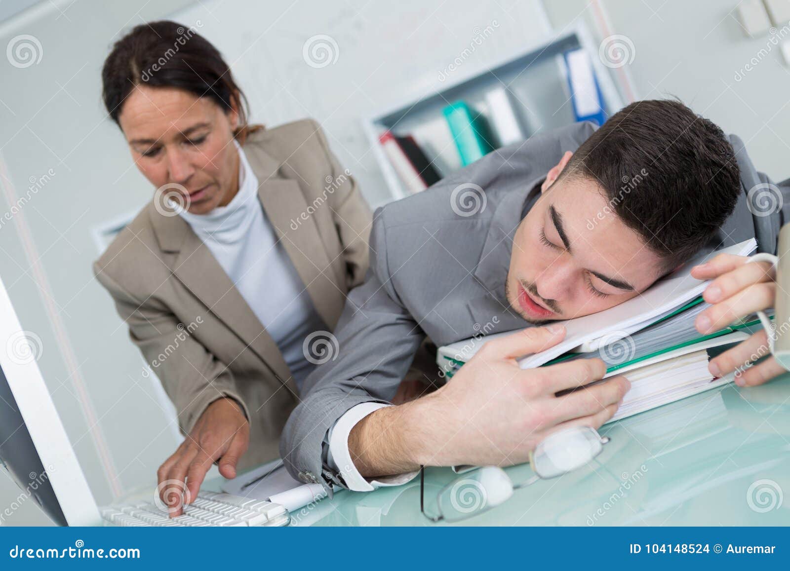 Tired Young Man Sleeping in Office Stock Photo - Image of napping ...