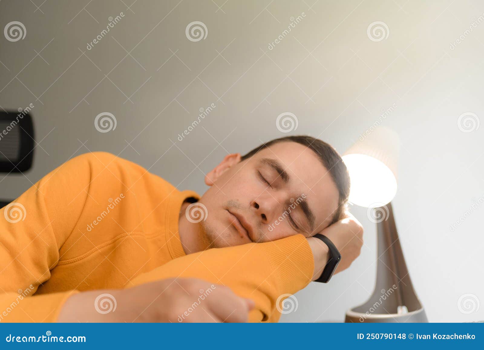 Tired Young Man Sleeping at Work. the Work Was Not Done on Time. Stock ...