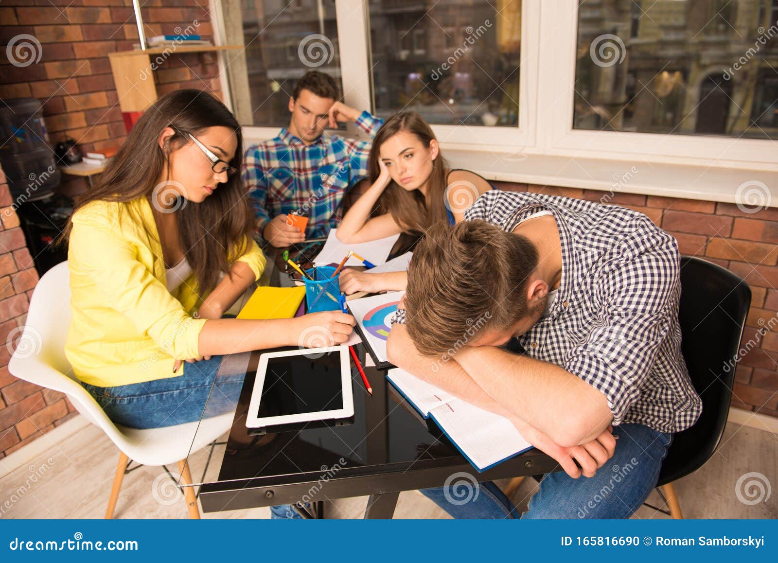 Tired Young People Working Together in Office Stock Photo - Image of ...