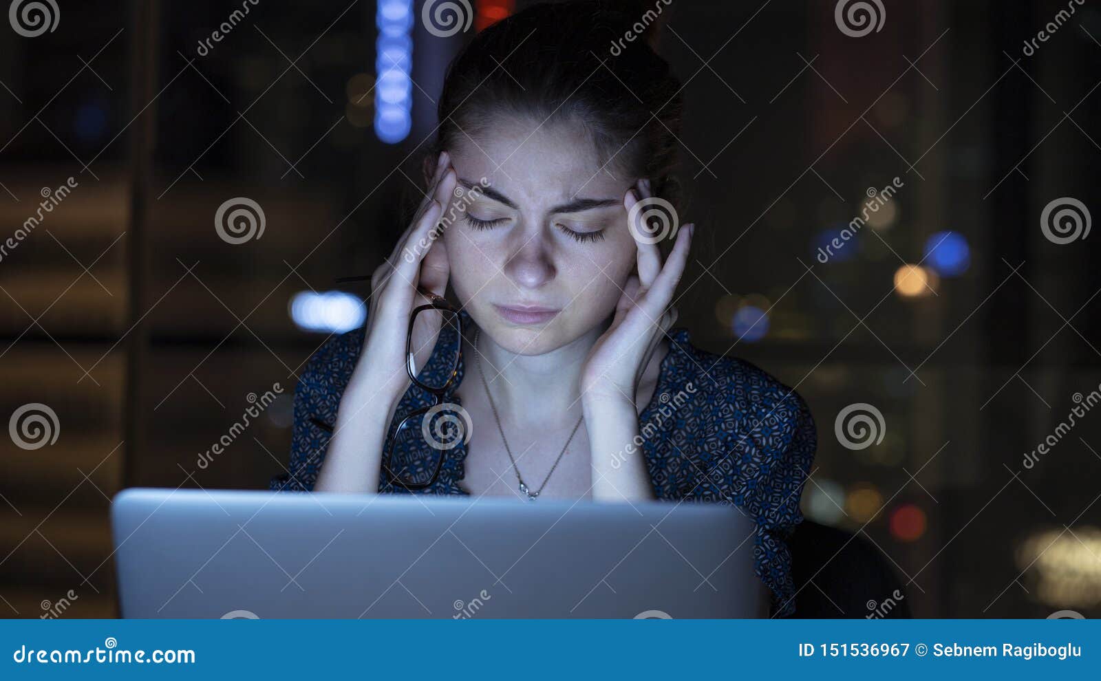 Tired Young Woman Working on Computer Stock Image - Image of reading ...
