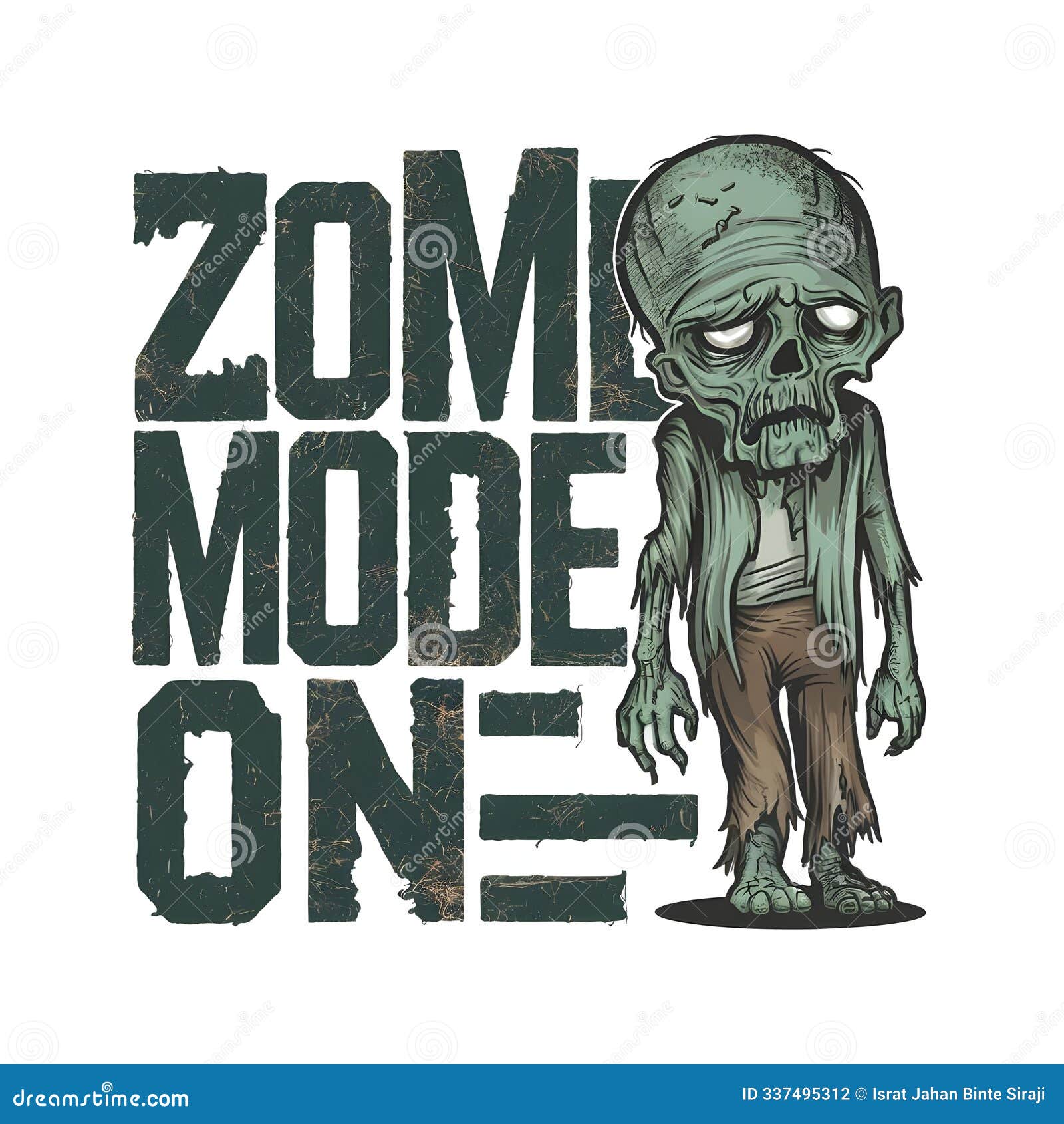 A Tired Zombie Walking with the Phrase Zombie Mode on Stock Photo ...
