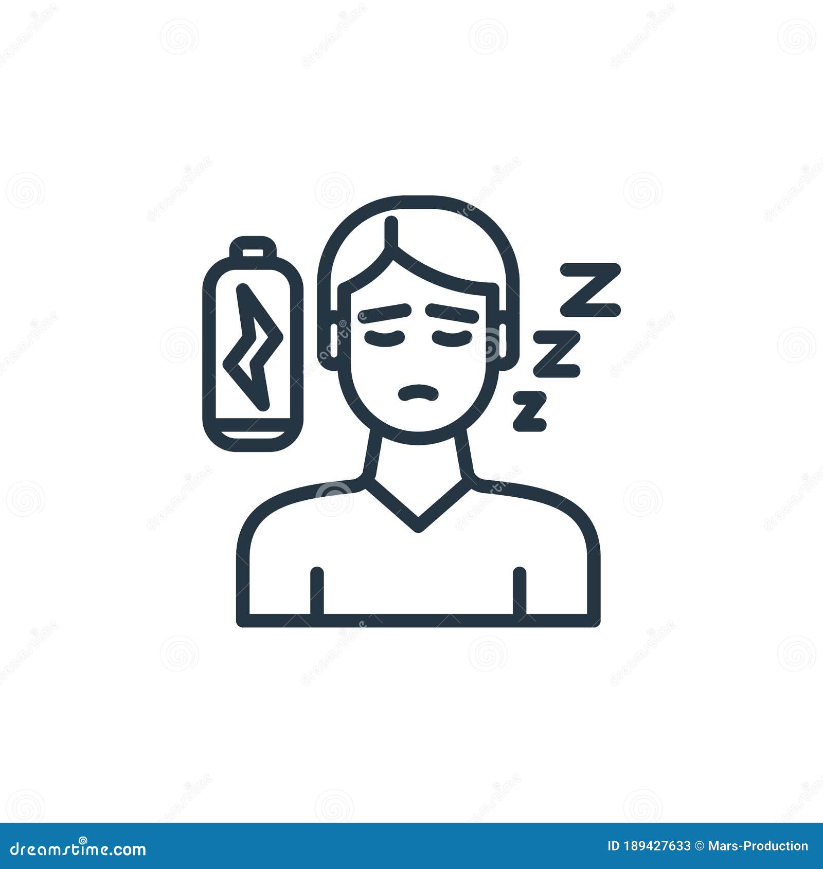 Tiredness Vector Icon Isolated on White Background. Outline, Thin Line ...