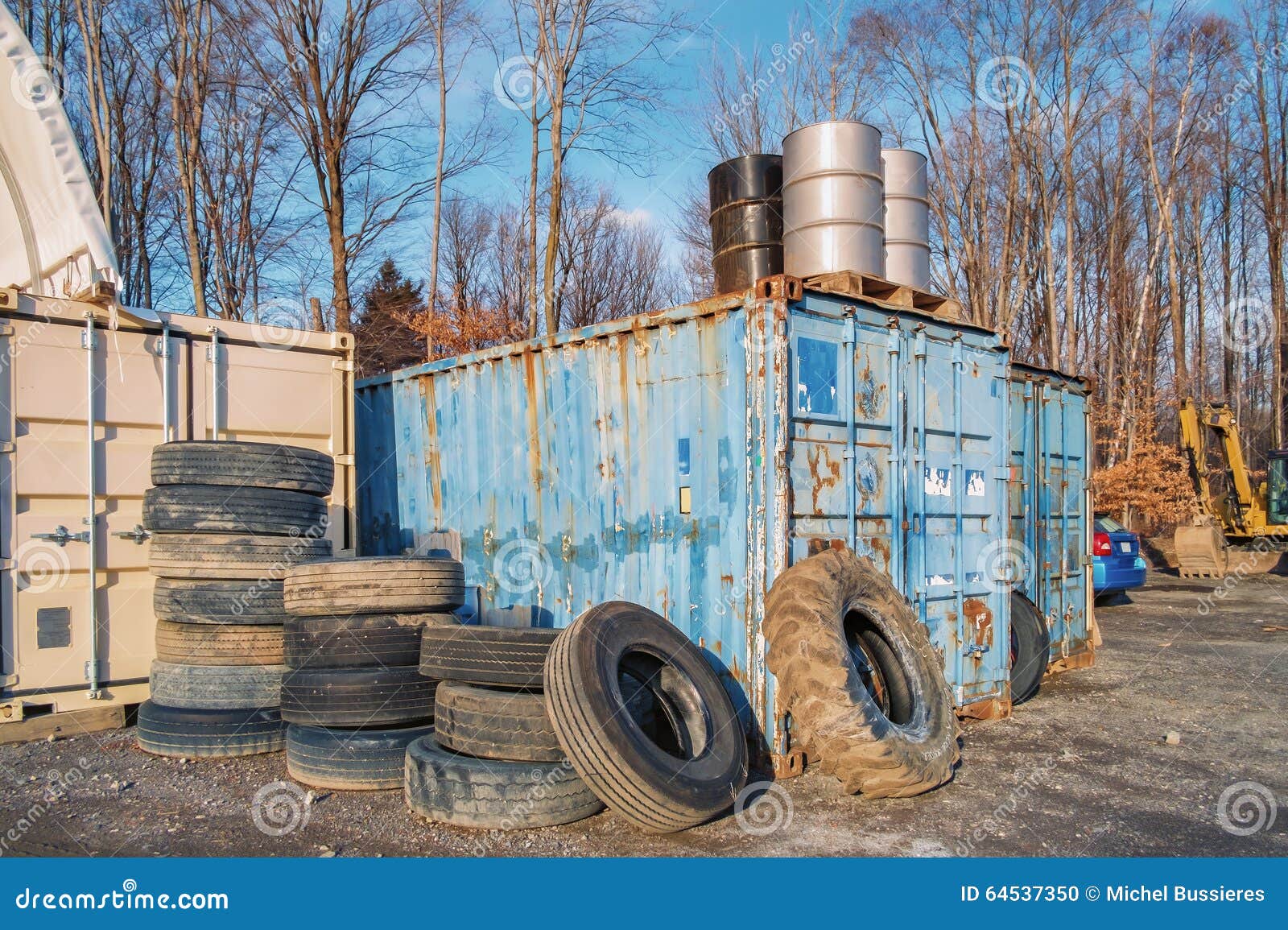 Tires Barrel and Containers Stock Photo - Image of debris, construction ...