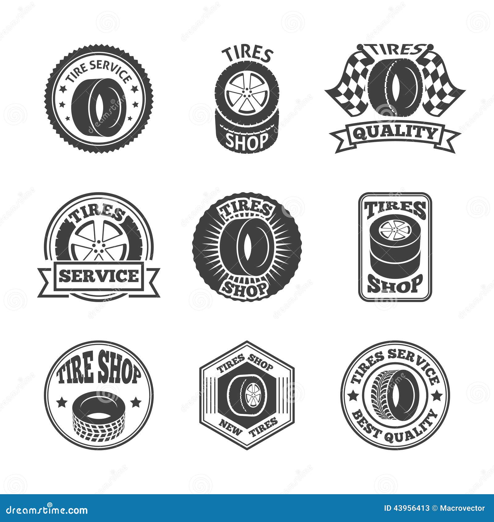 Tires label icon set stock vector. Illustration of pattern - 43956413