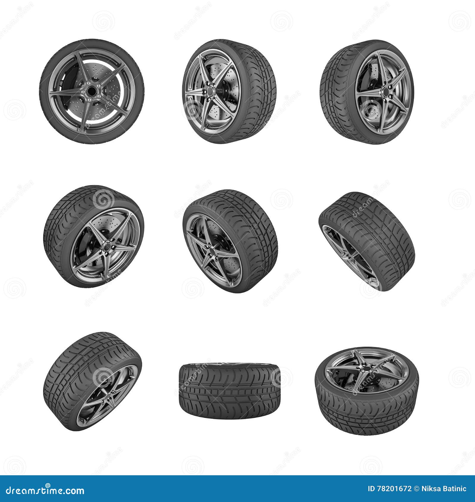 Tires in Perspective on White Background Stock Illustration ...