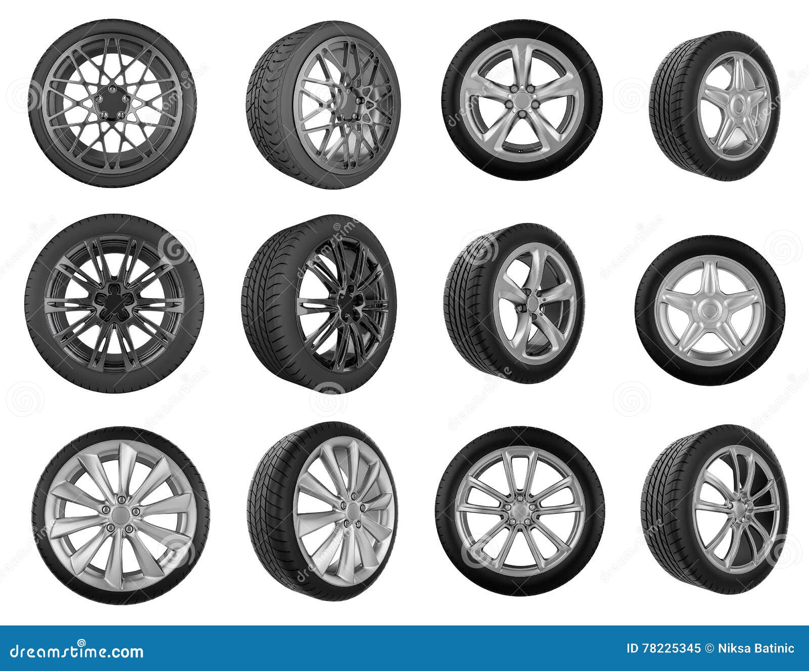 Tires in Perspective on White Background Stock Illustration ...