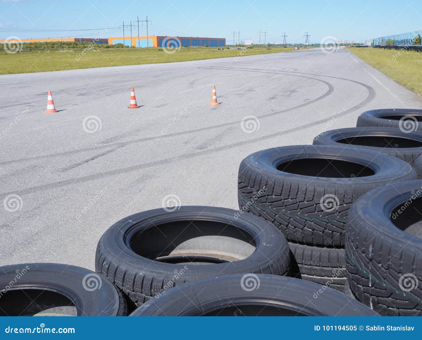 An Empty Circuit. Tires on the Racetrack. Stock Image - Image of ...