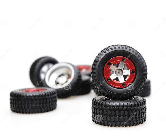 Tires on red rims stock image. Image of fast, silver - 24858263