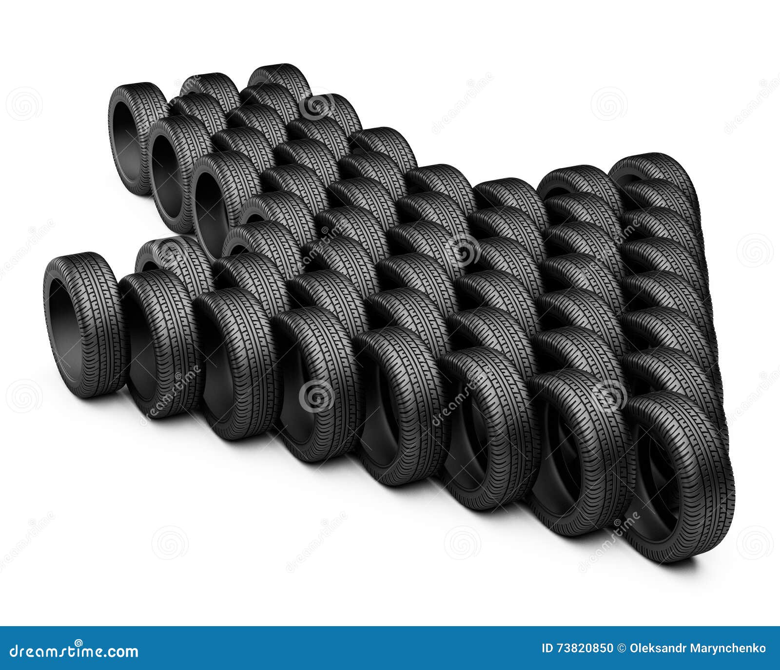 New Tires Stacked In Warehouse Background With Space For Text. Concept ...