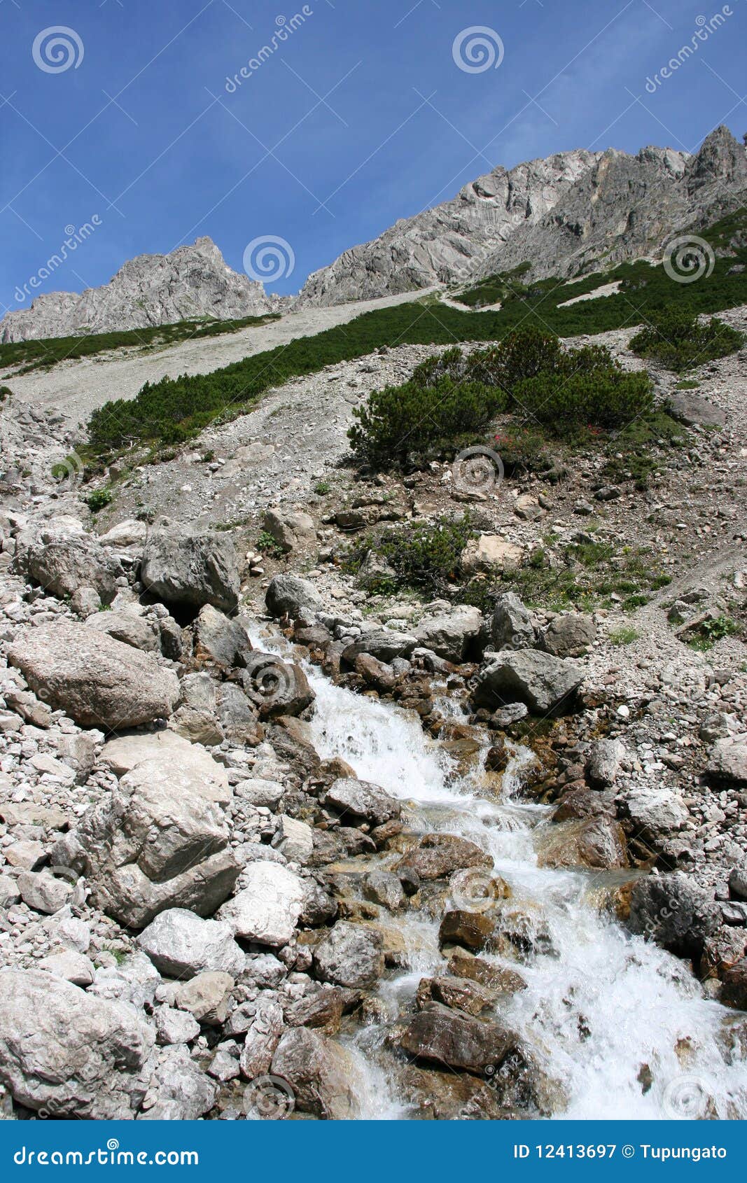 Tirol stock image. Image of alps, lechtal, stream, rapid - 12413697