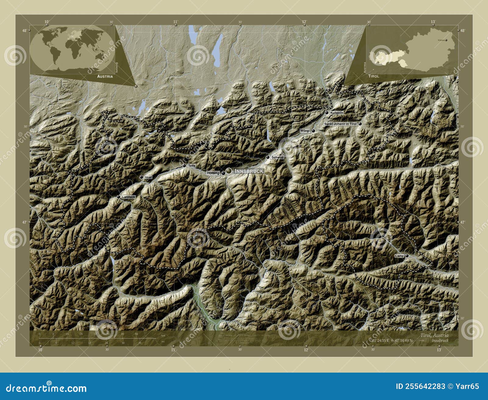 Tirol, Austria. Wiki. Labelled Points of Cities Stock Image - Image of ...
