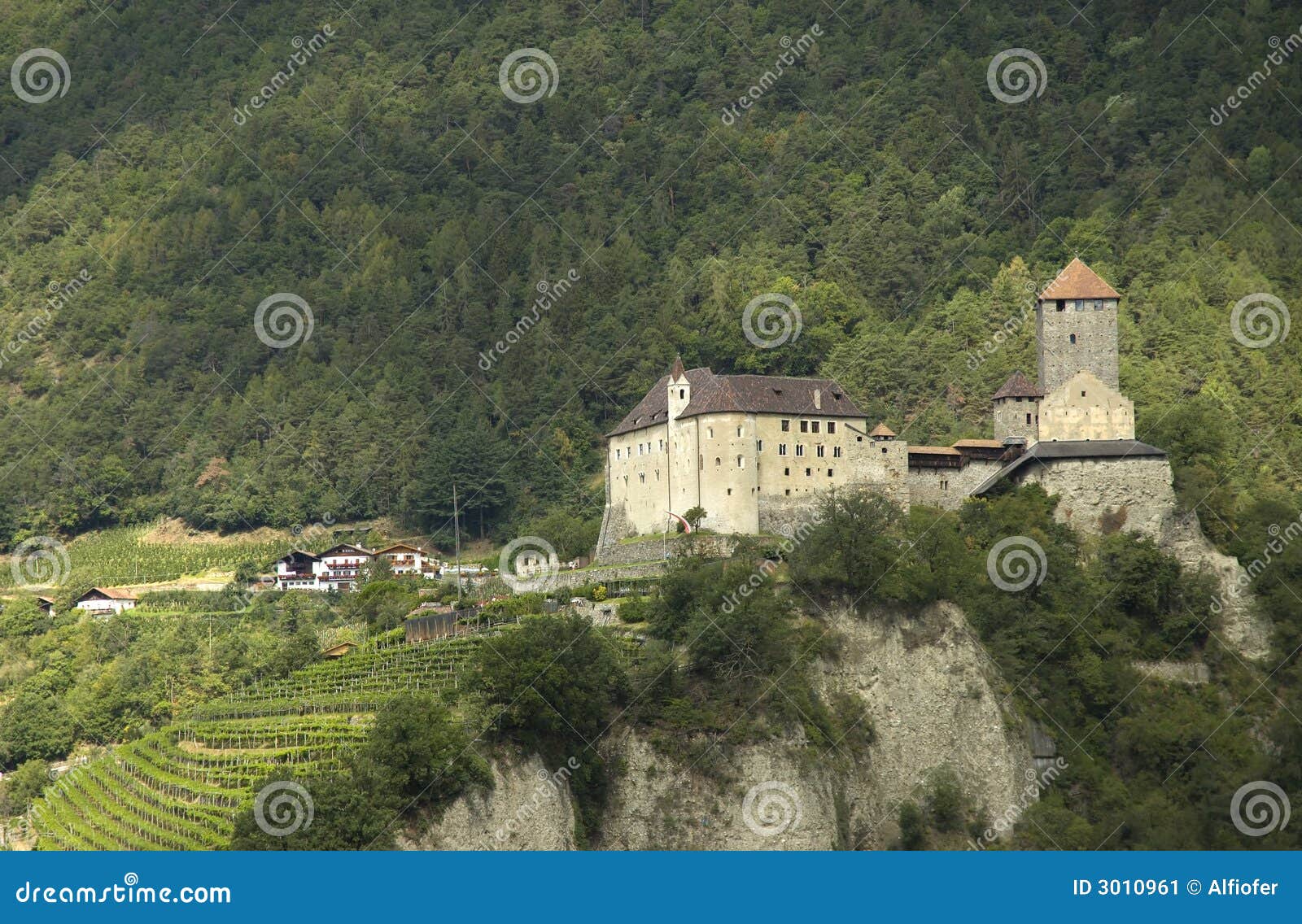 Tirolo Castle stock image. Image of grass, white, adige - 3010961