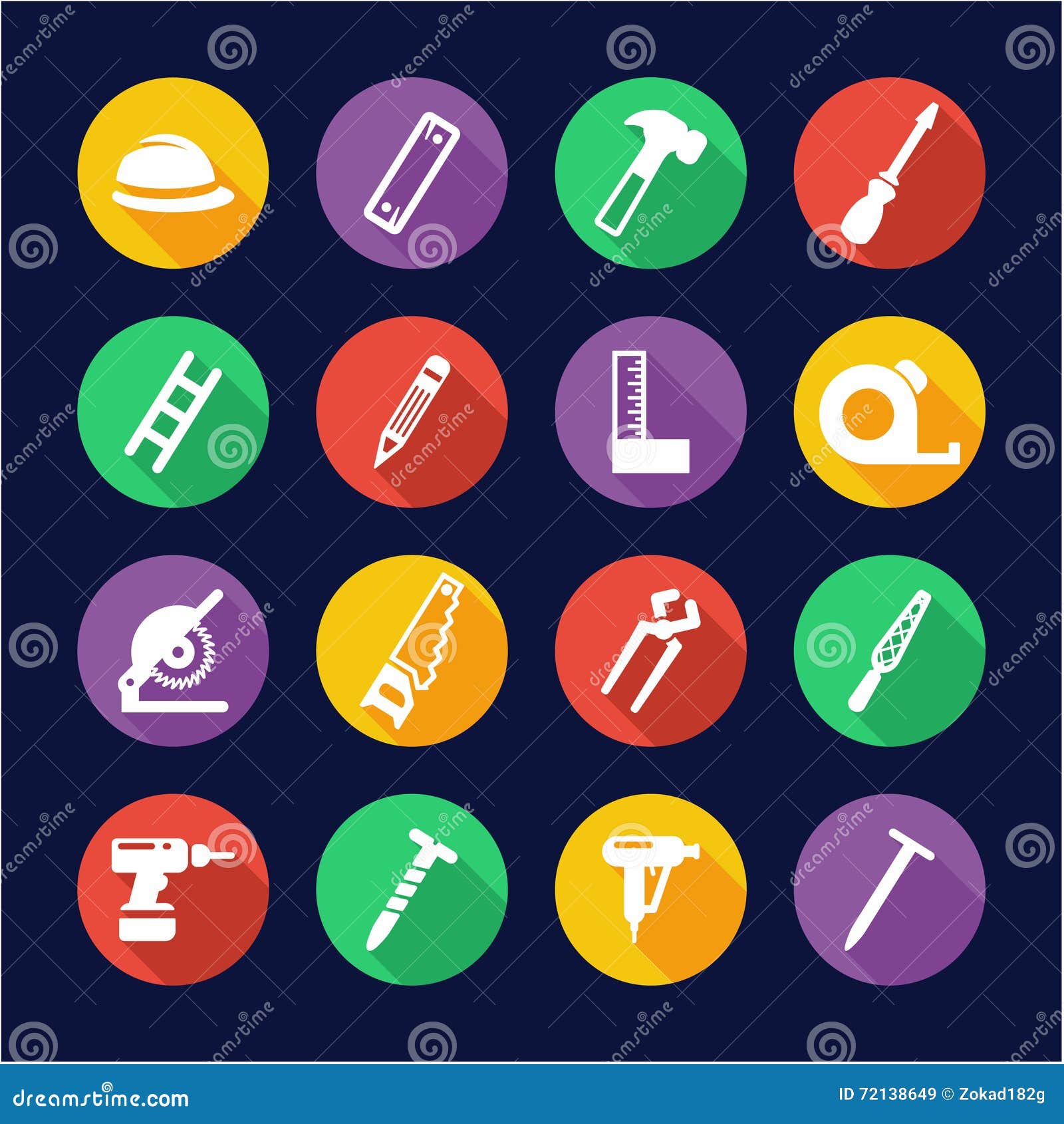 Tischler-Icons Flat Design-Kreis Vektor Abbildung - Illustration von ...