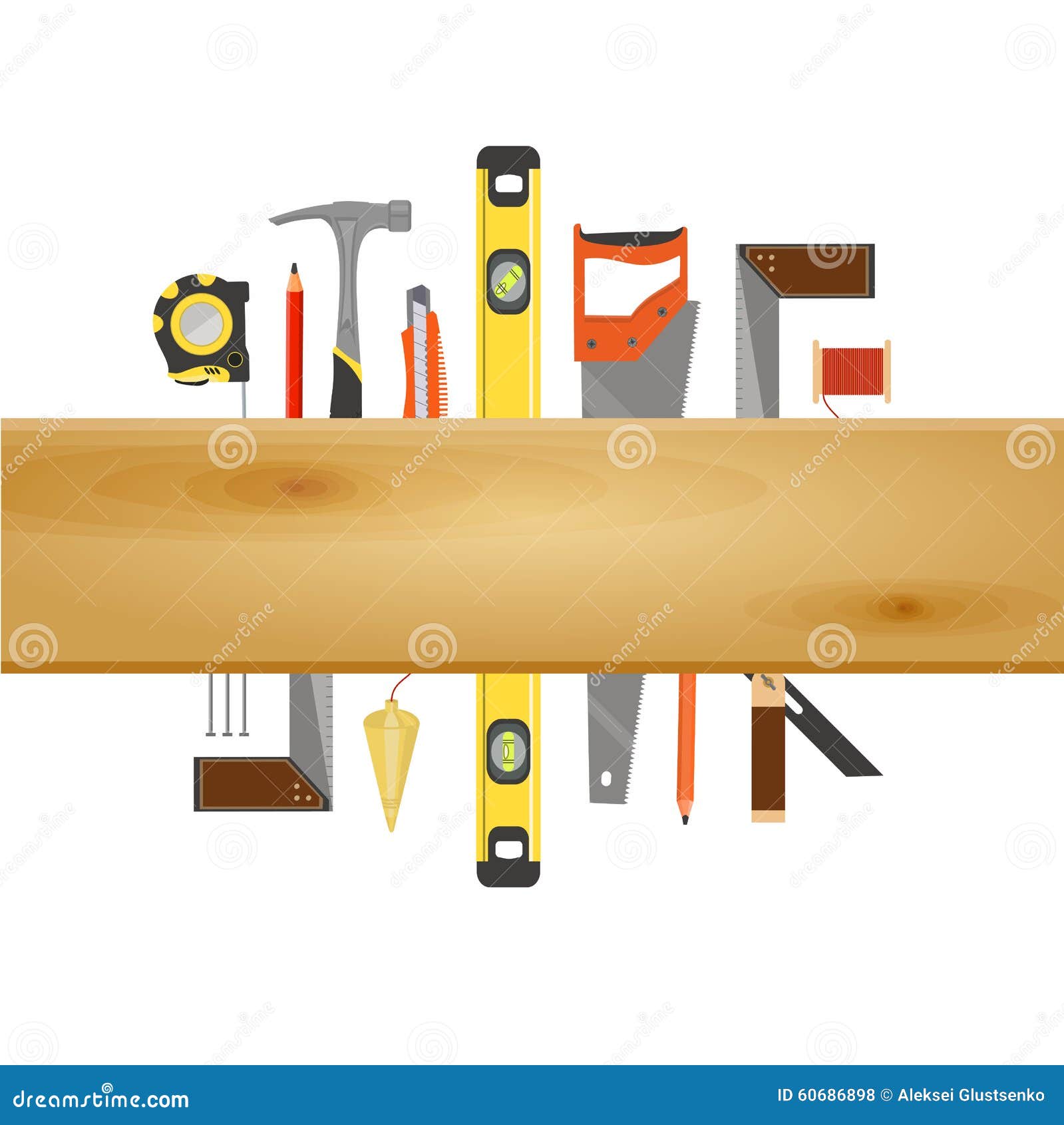 Tischler Tool Flat Banner vektor abbildung. Illustration von ...
