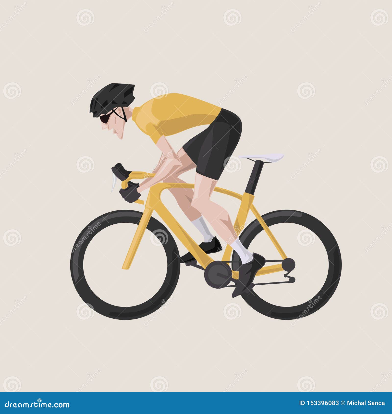 Cartoon Cyclist in Yellow Jersey Stock Vector - Illustration of ...