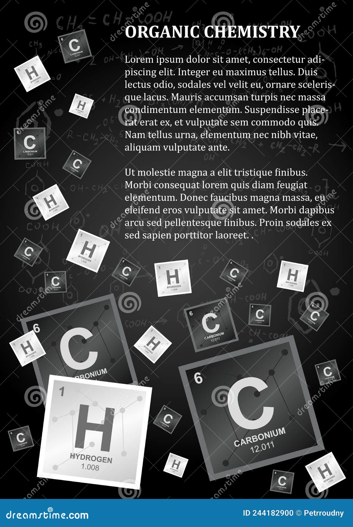 Organic Chemistry Design Or Flyer With Text And Carbon, Hydrogen And ...