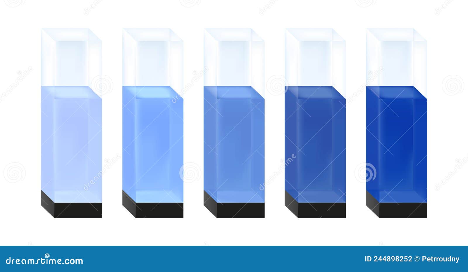 Vector Illustration of Five Quartz Glass Cuvettes with Different ...