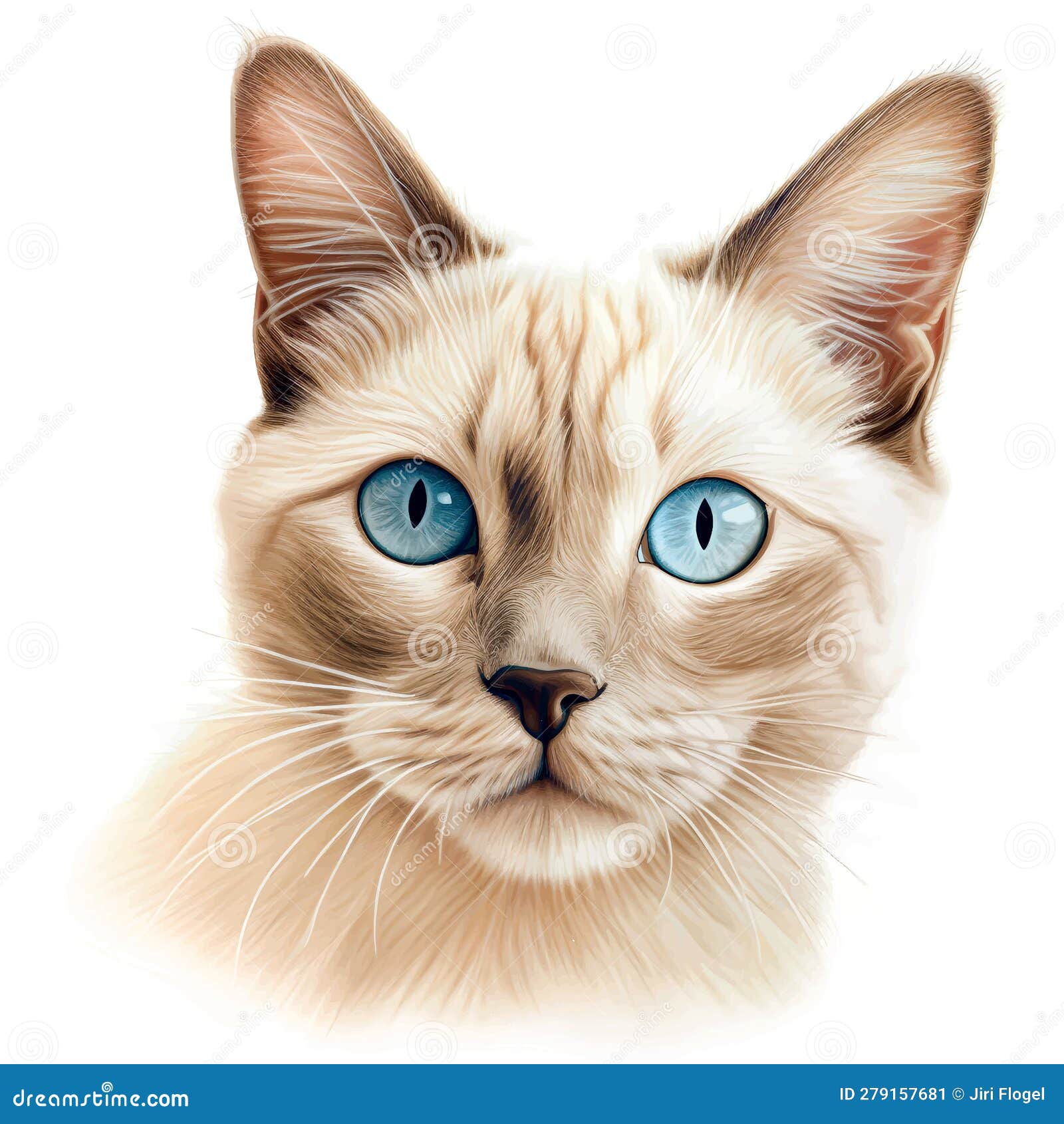 Cute Siamese Cat In Flat Design Style. Stuff Line Set. Paw Print ... Cute Siamese Cat In Flat Design Style. Stuff Line Set. Paw Print ...