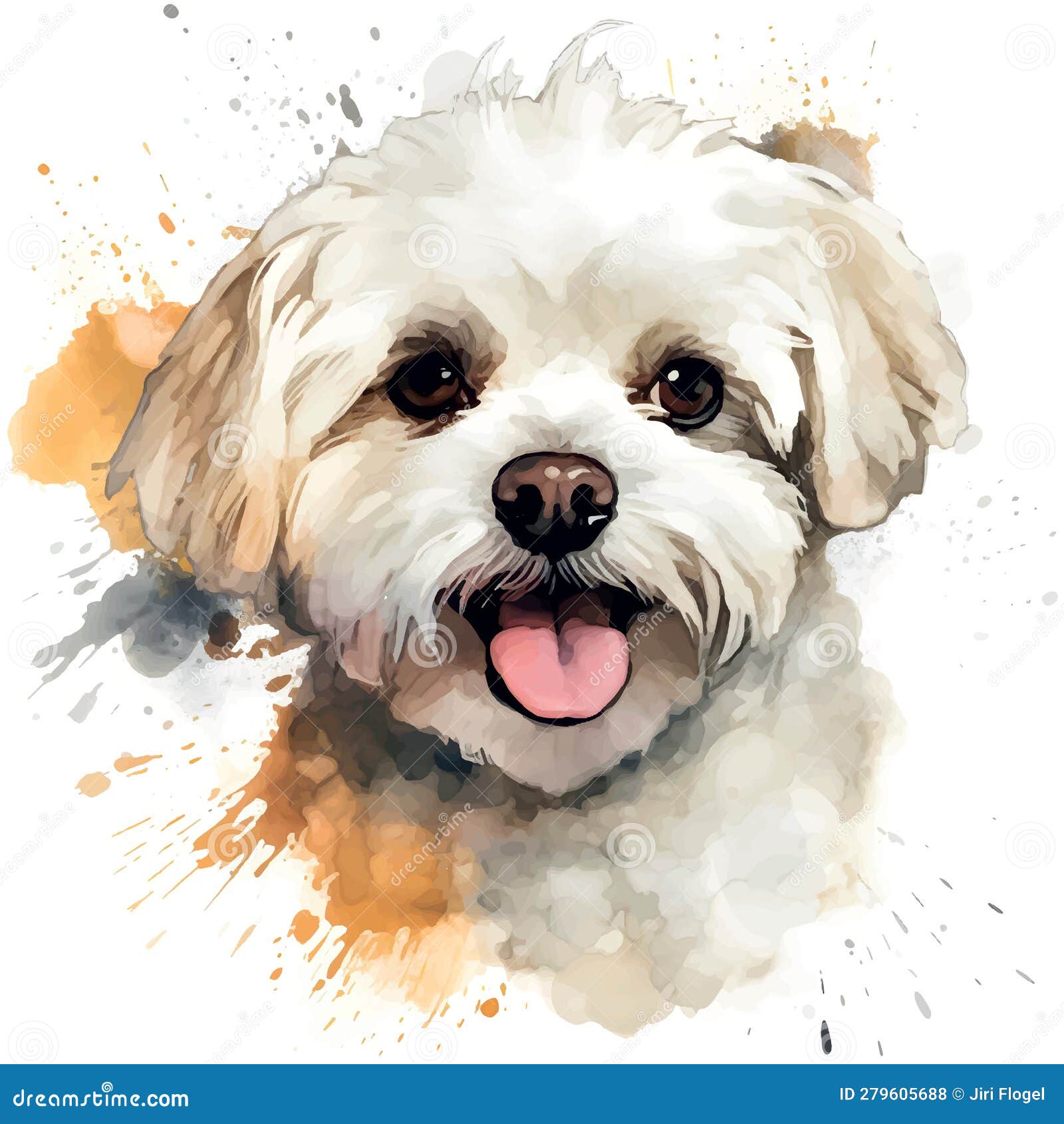 Illustration Portrait of Puppy. Cute Dog Isolated on White Background ...