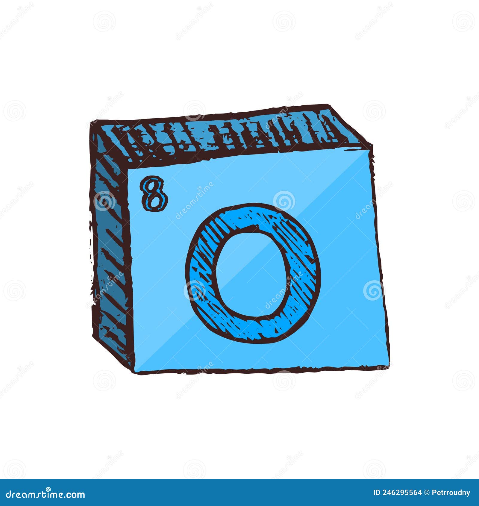 Vector Three-dimensional Hand Drawn Chemical Blue Symbol of Oxygen with ...