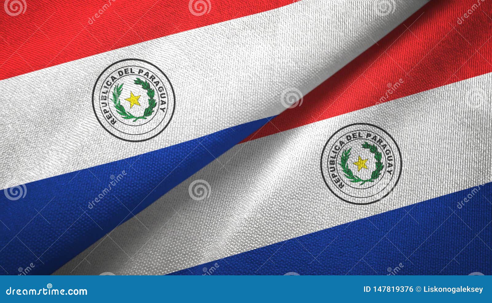 Tissu De Textile De Drapeaux Du Paraguay Deux, Texture De Tissu ...