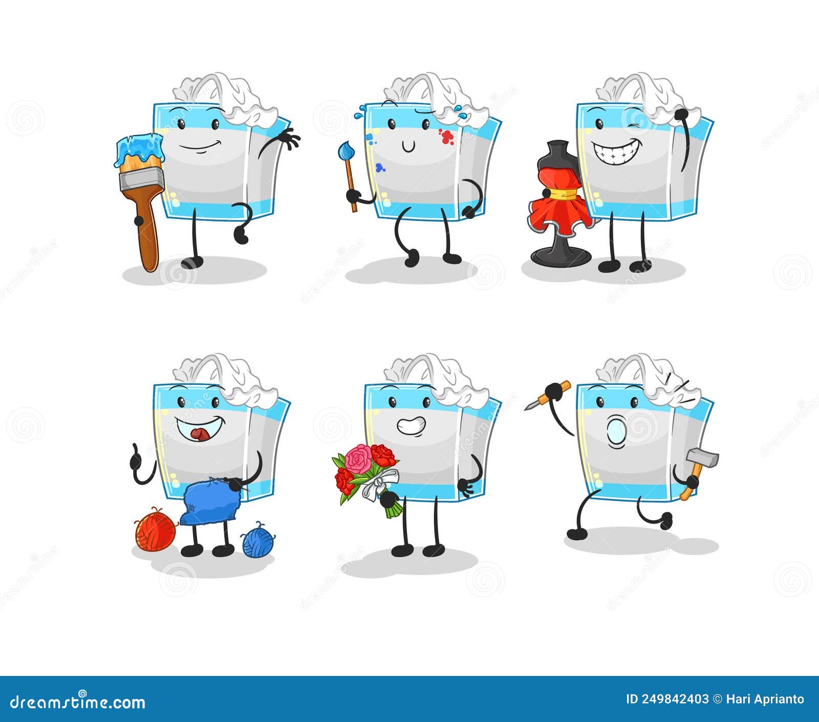 Tissue Box Artist Group Character. Cartoon Mascot Vector Stock Vector ...