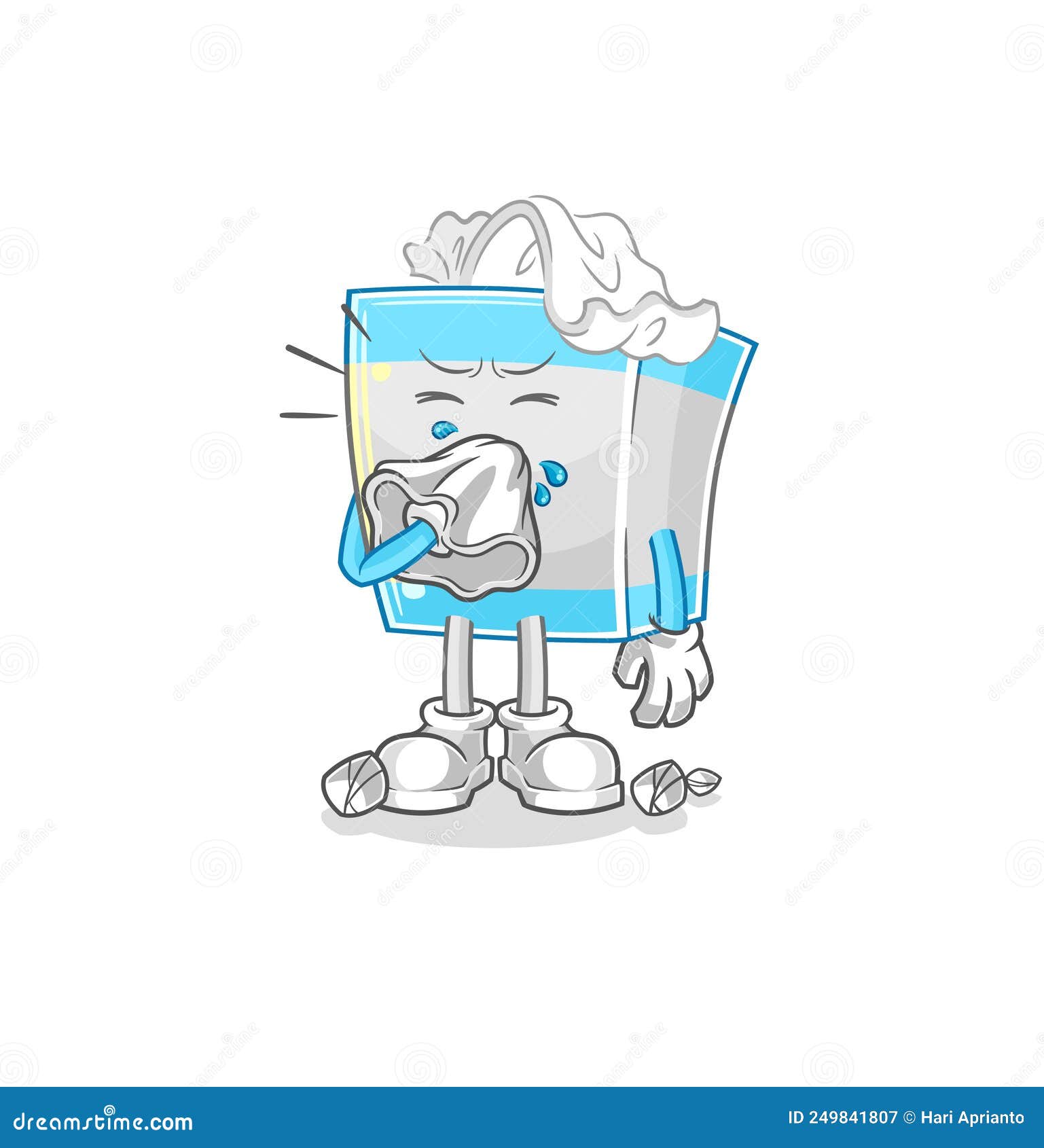 Tissue Box Blowing Nose Character. Cartoon Mascot Vector Stock Vector ...