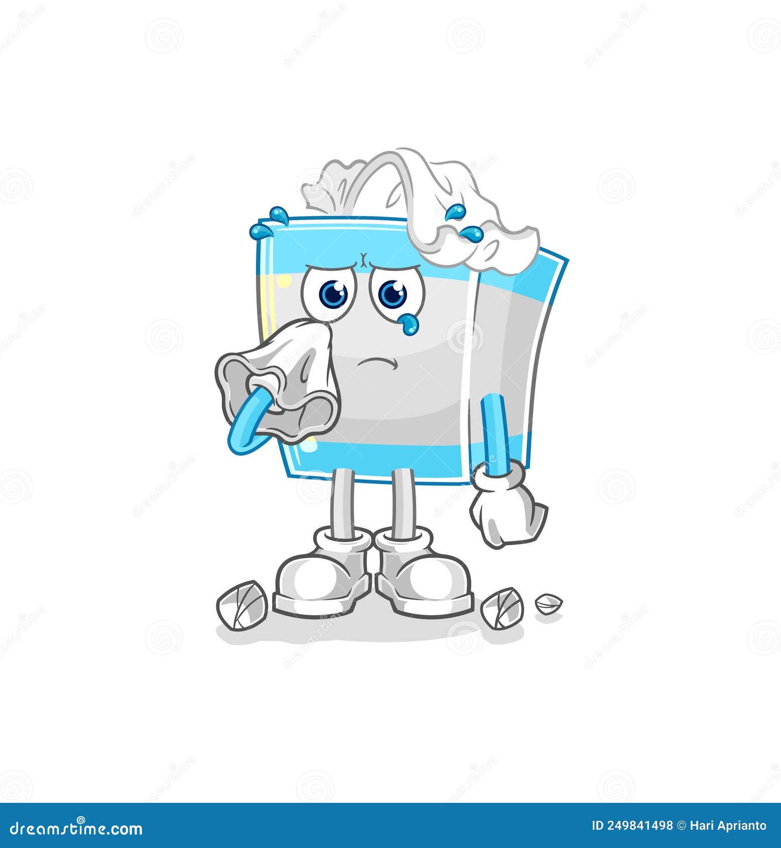 Tissue Box Cry with a Tissue. Cartoon Mascot Vector Stock Vector ...