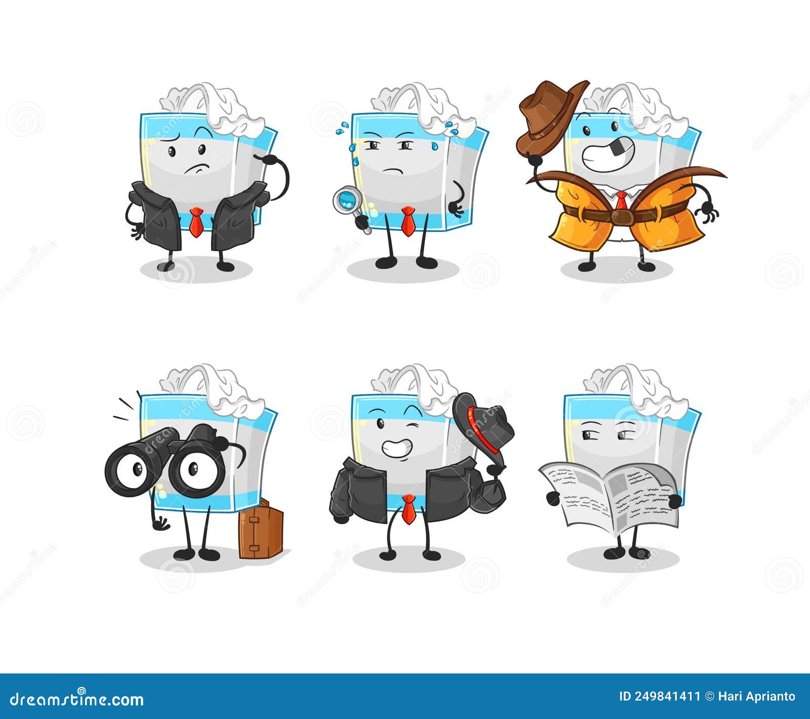 Tissue Box Detective Group Character. Cartoon Mascot Vector Stock ...