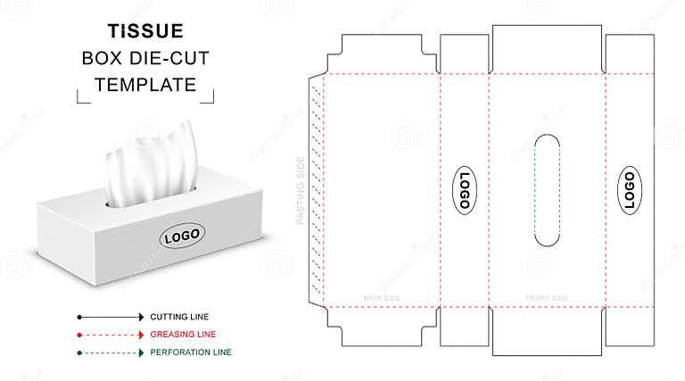 Tissue Box Die Cut Template Stock Vector - Illustration of blueprint ...