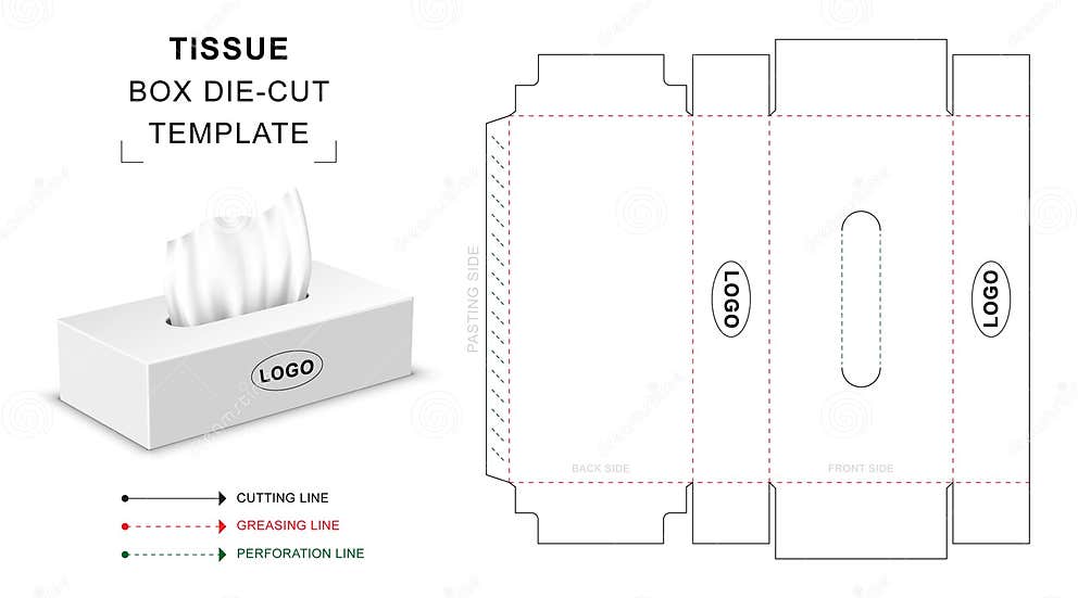 Tissue Box Die Cut Template Stock Vector - Illustration of blueprint ...