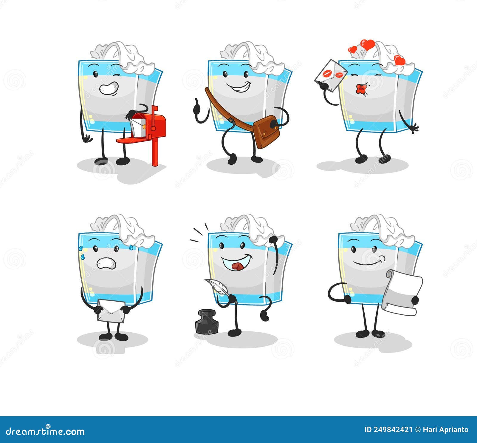Tissue Box Postman Set Character. Cartoon Mascot Vector Stock Vector ...