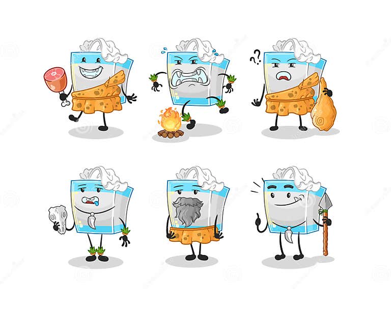 Tissue Box Primitive Man Group Character. Mascot Vector Stock Vector ...