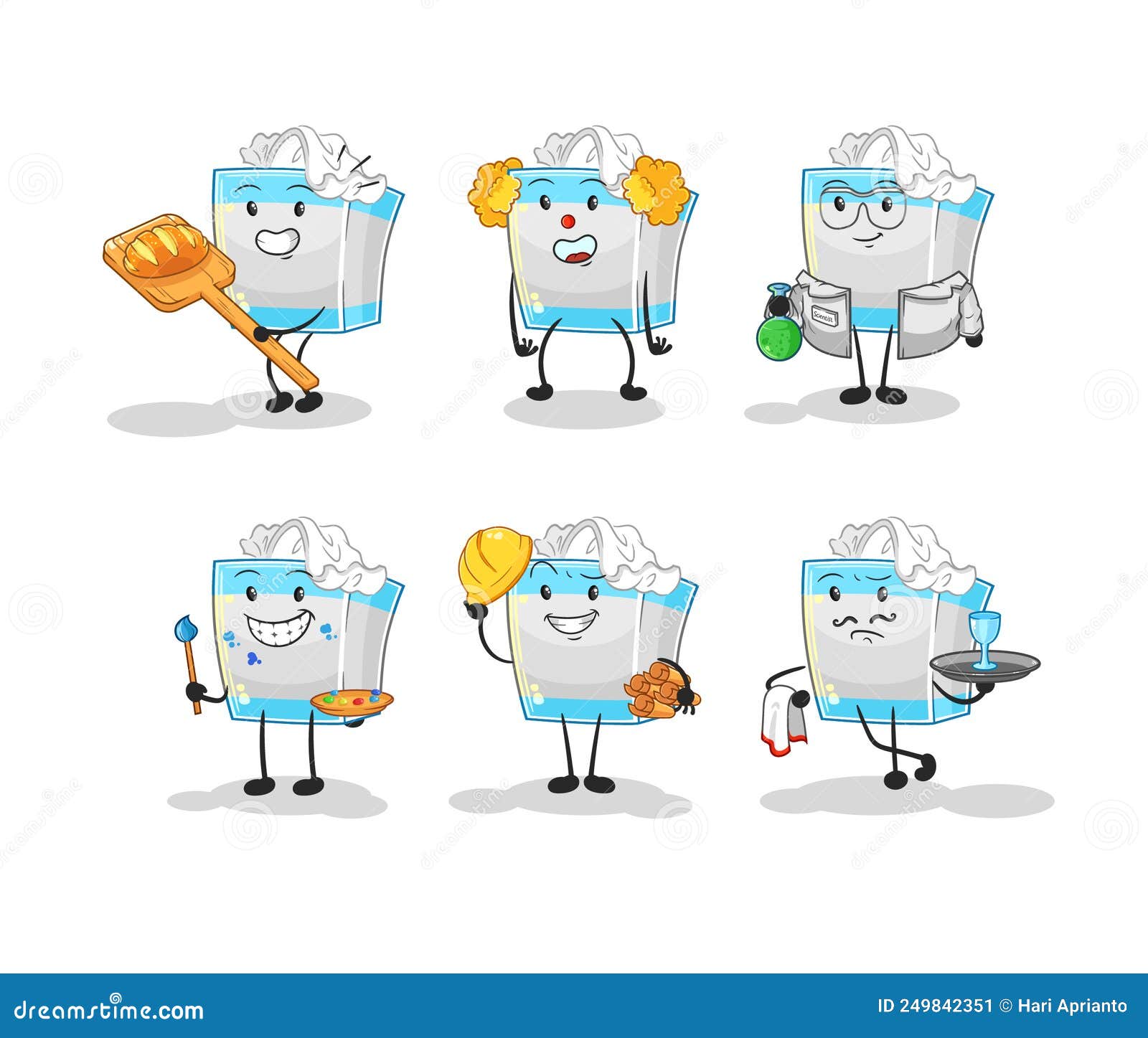 Tissue Box Profession Set Character. Cartoon Mascot Vector Stock Vector ...