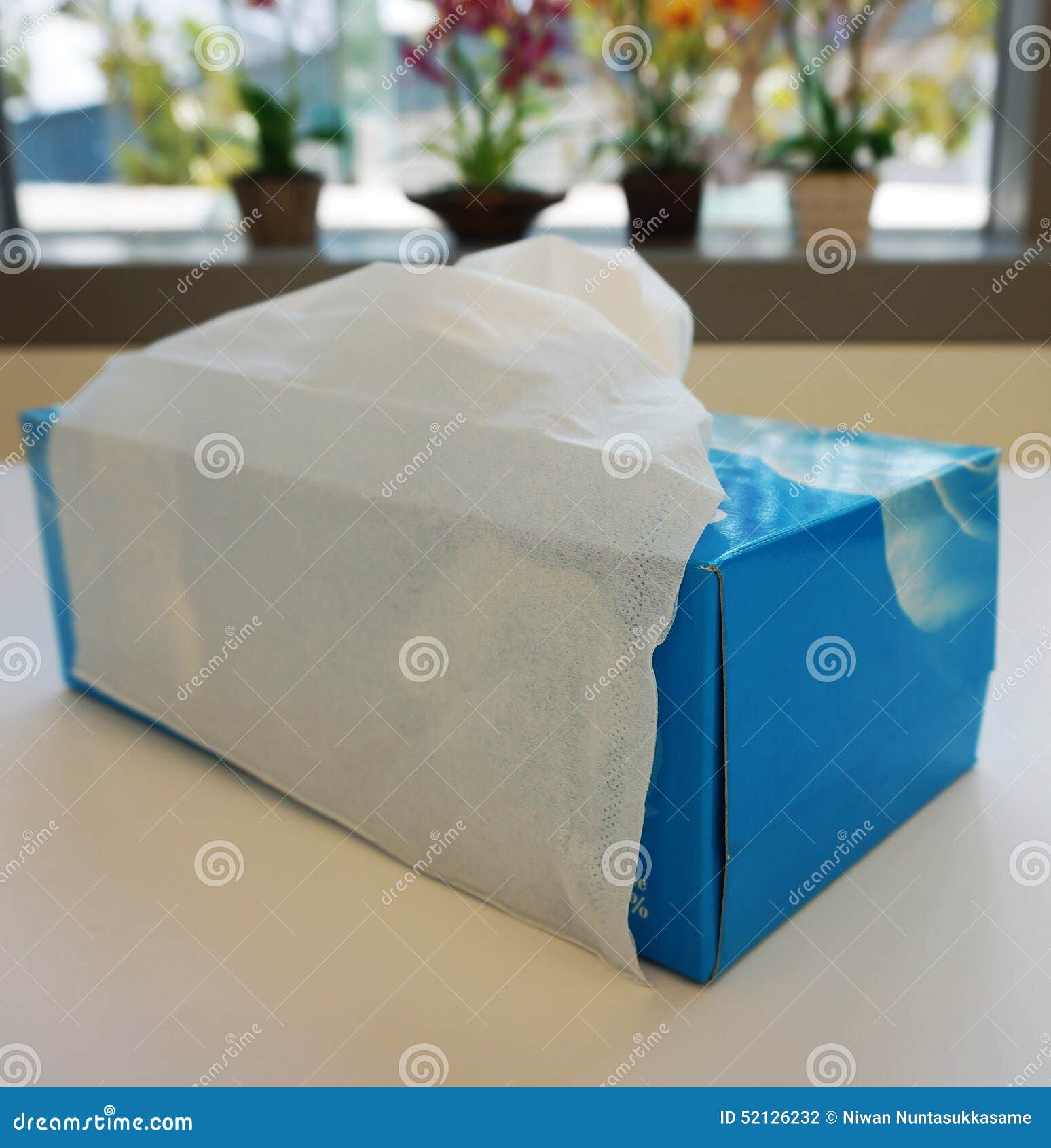 Tissue box on white table stock photo. Image of cleaner - 52126232