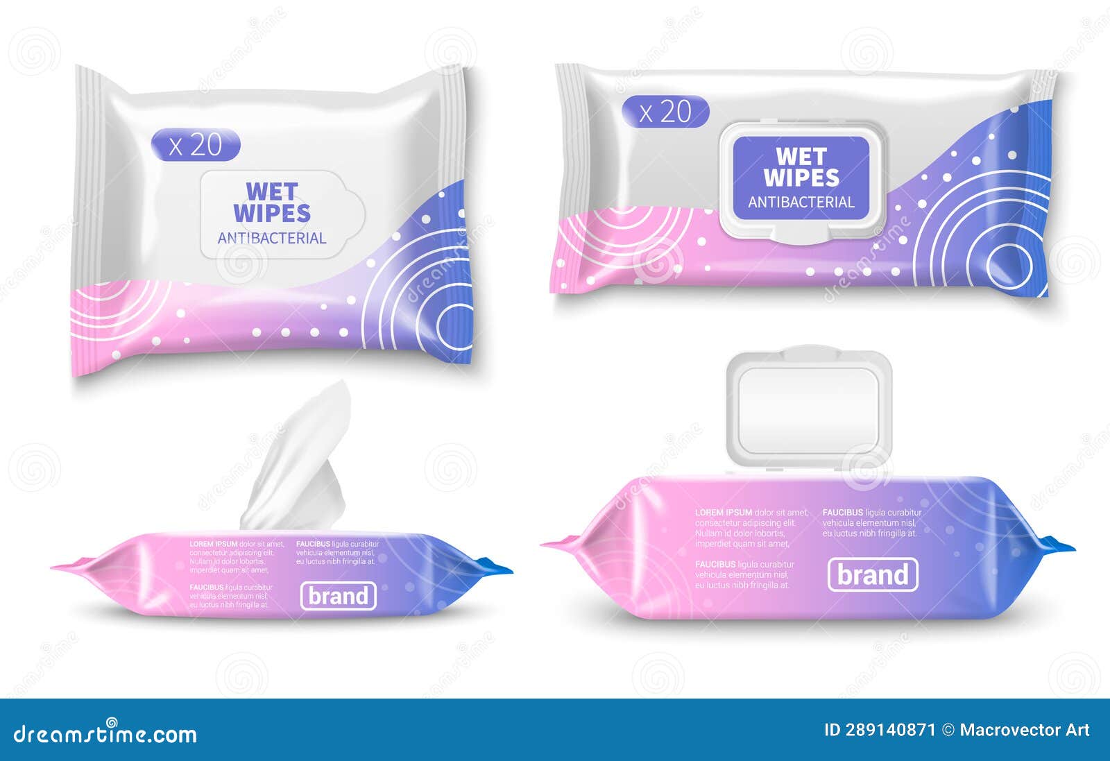 Wet Tissues Packaging Mockup Isolated On White Background Stock Image ...