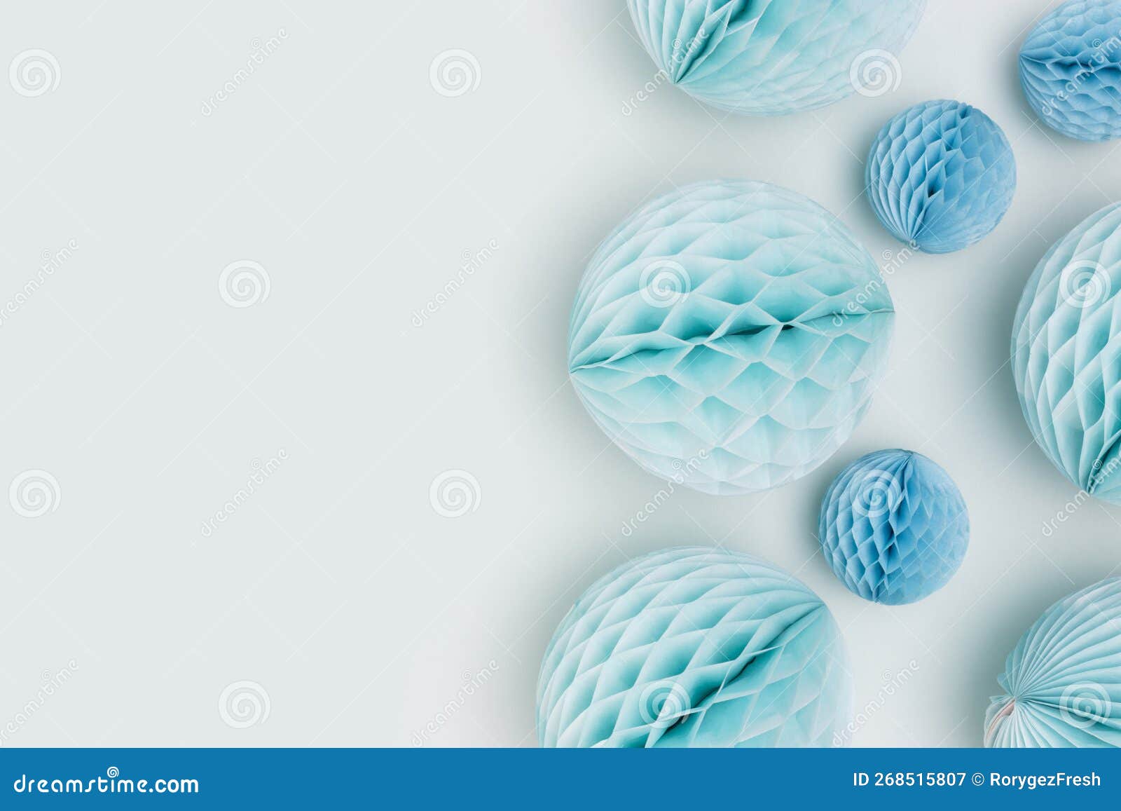Tissue Paper Balls Different Sizes Scattered on a Blue Background ...