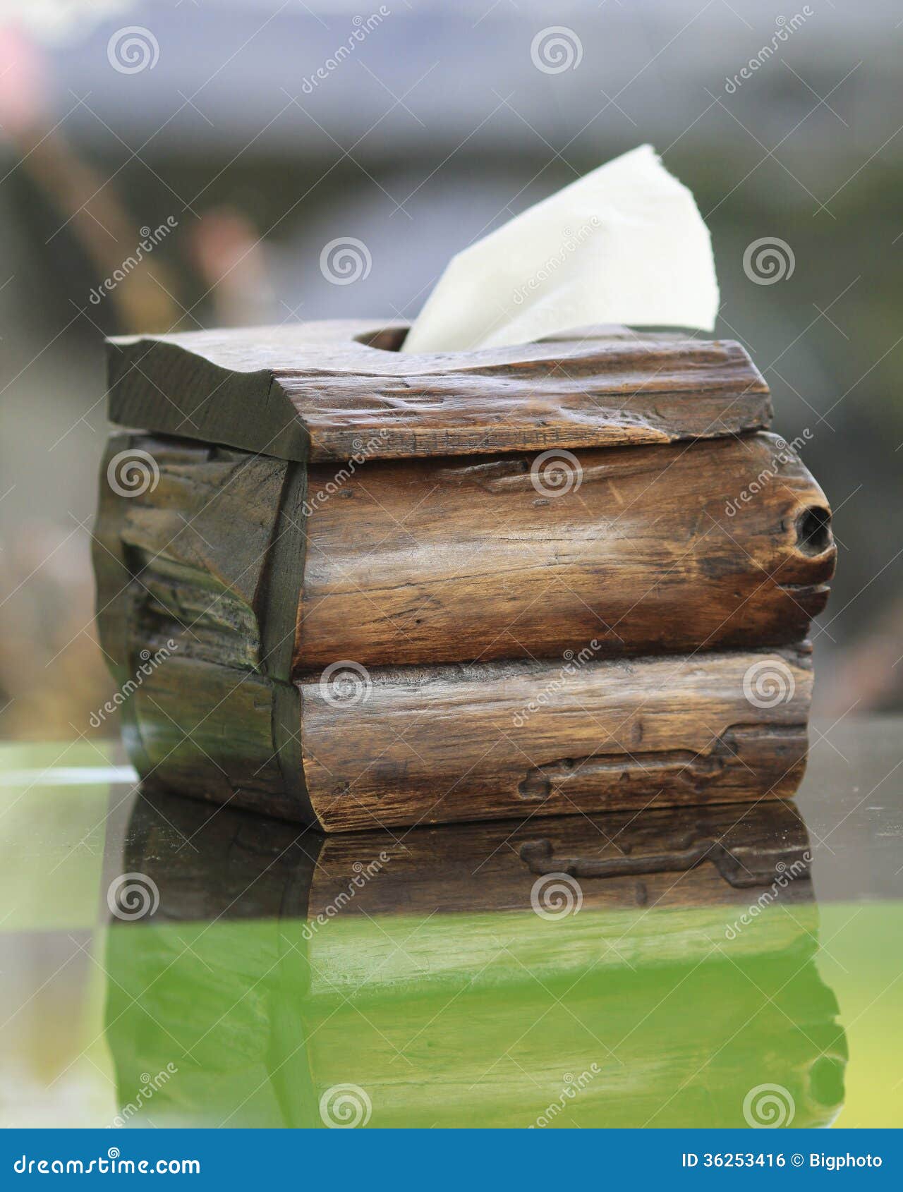 Tissue Paper Box Made by Old Wood Stock Photo - Image of hotel ...