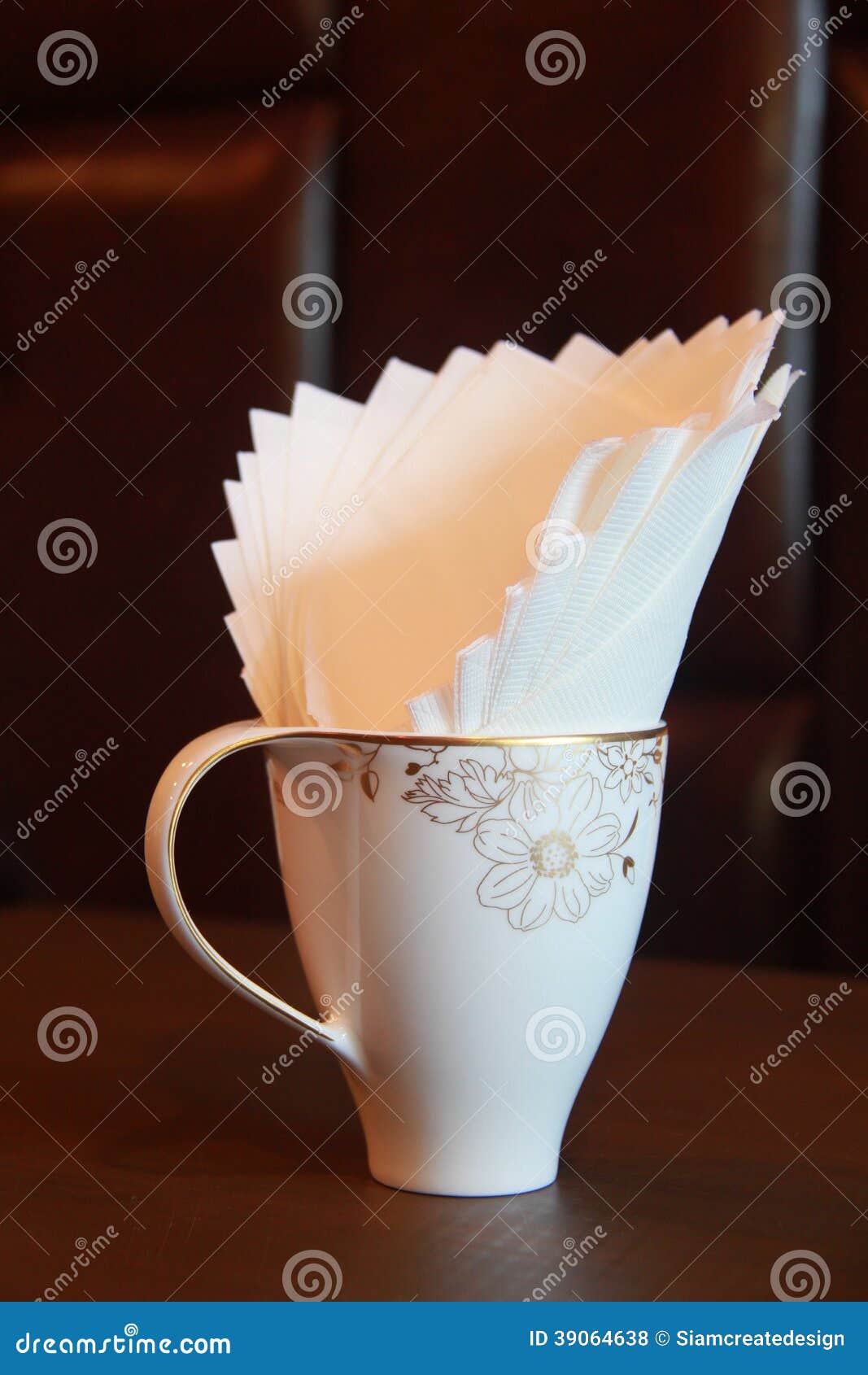 Tissue paper in cup stock photo. Image of flower, white - 39064638